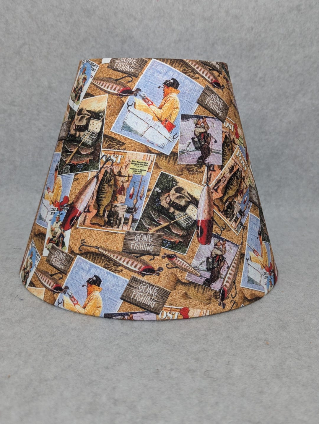 Fishing Memories Lamp Shade. Lures. Fish. Pictures. Shades Are 9.5" X 5 ...