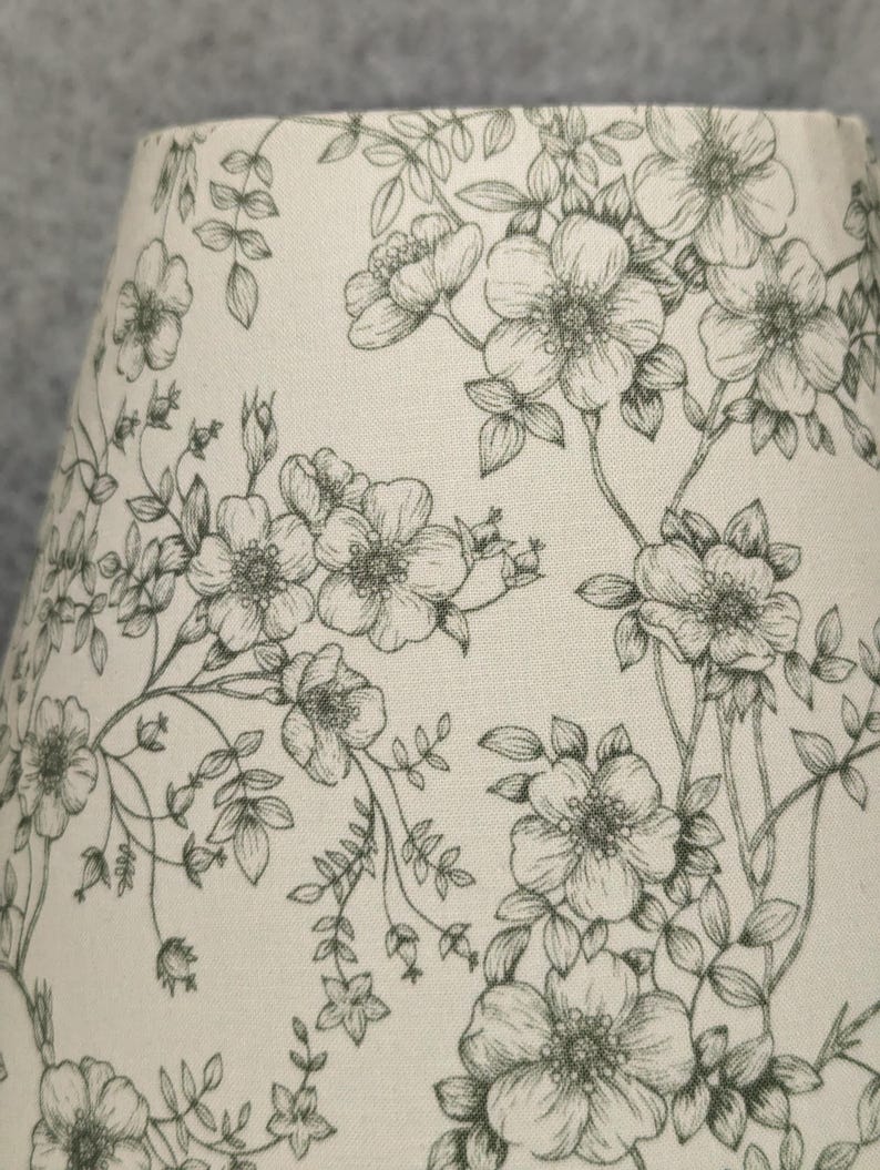 Sage Green Stencil Flowers Lamp Shade. Fine Line. Sketch. Plants ...