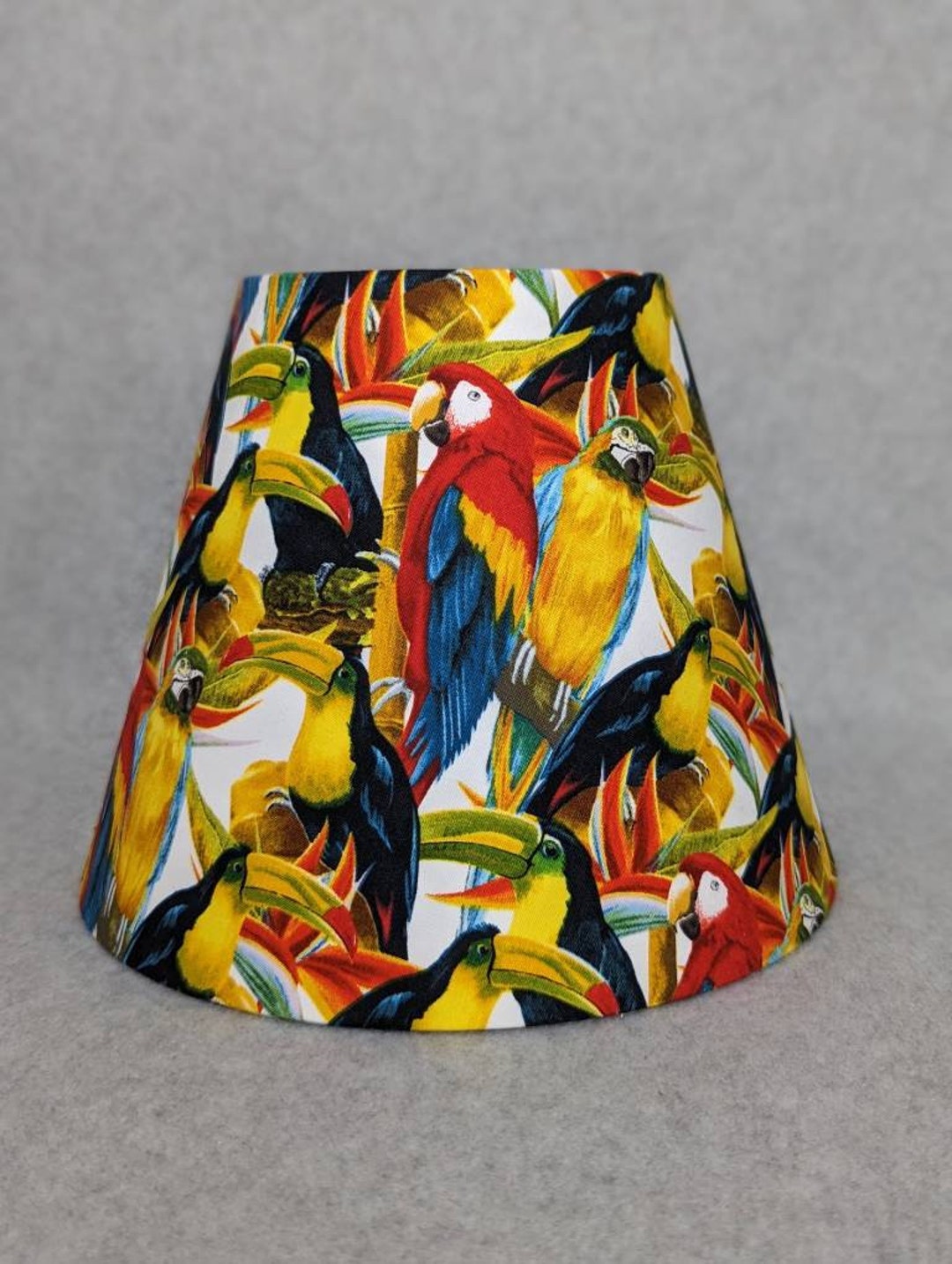 Tropical Birds Lamp Shade. Parrot, Parakeet, Tucan. Shades Are 9.5" X 5 ...
