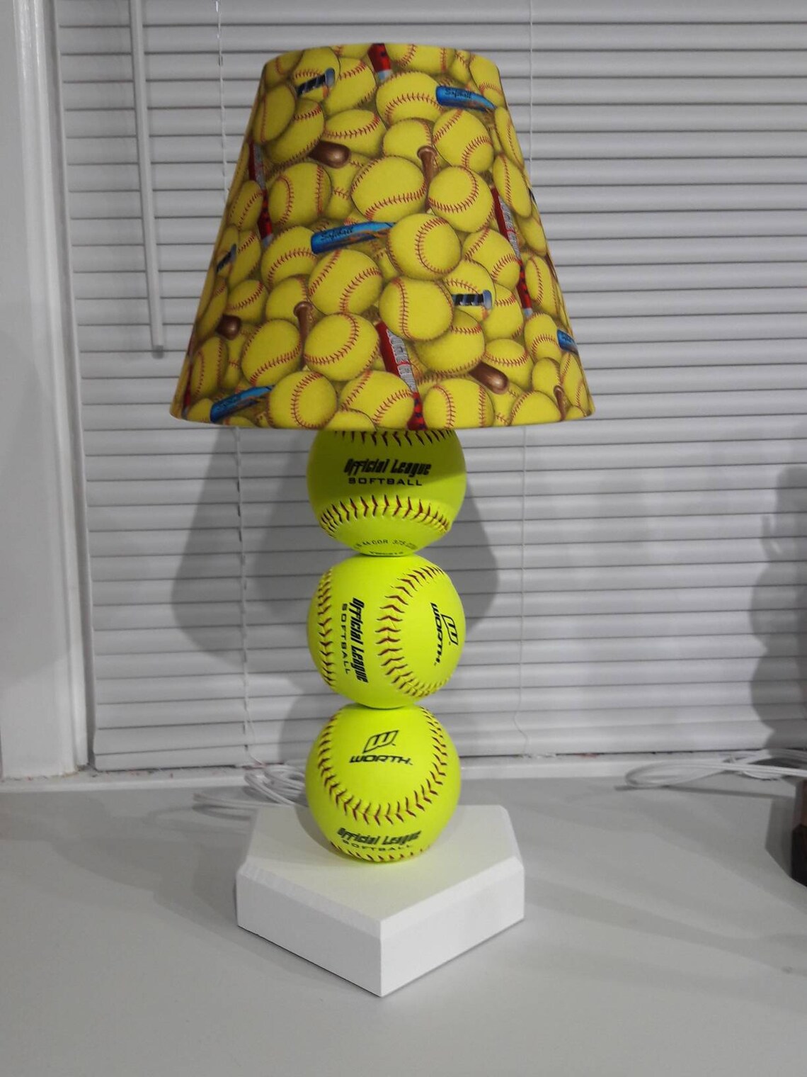 Softball Lamp. Made with real softballs. Yellow balls. | Etsy