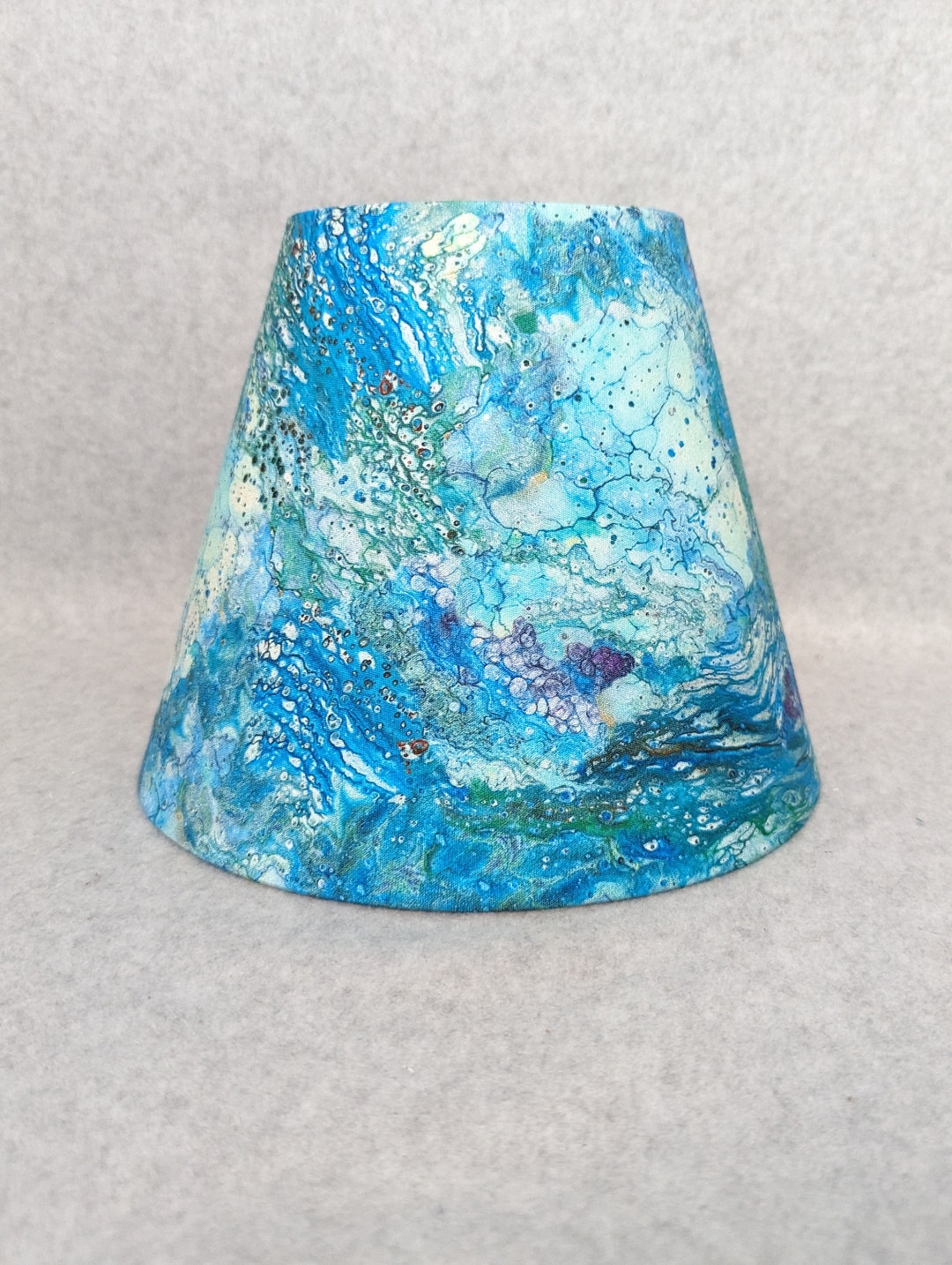 Blue, Teal, Green White Splatter Painting Lamp Shade. Abstract. Alcohol ...