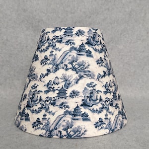 Blue Toile Lamp Shade. China. Great Wall. Tower. Shades Are 9.5" X 5" X ...