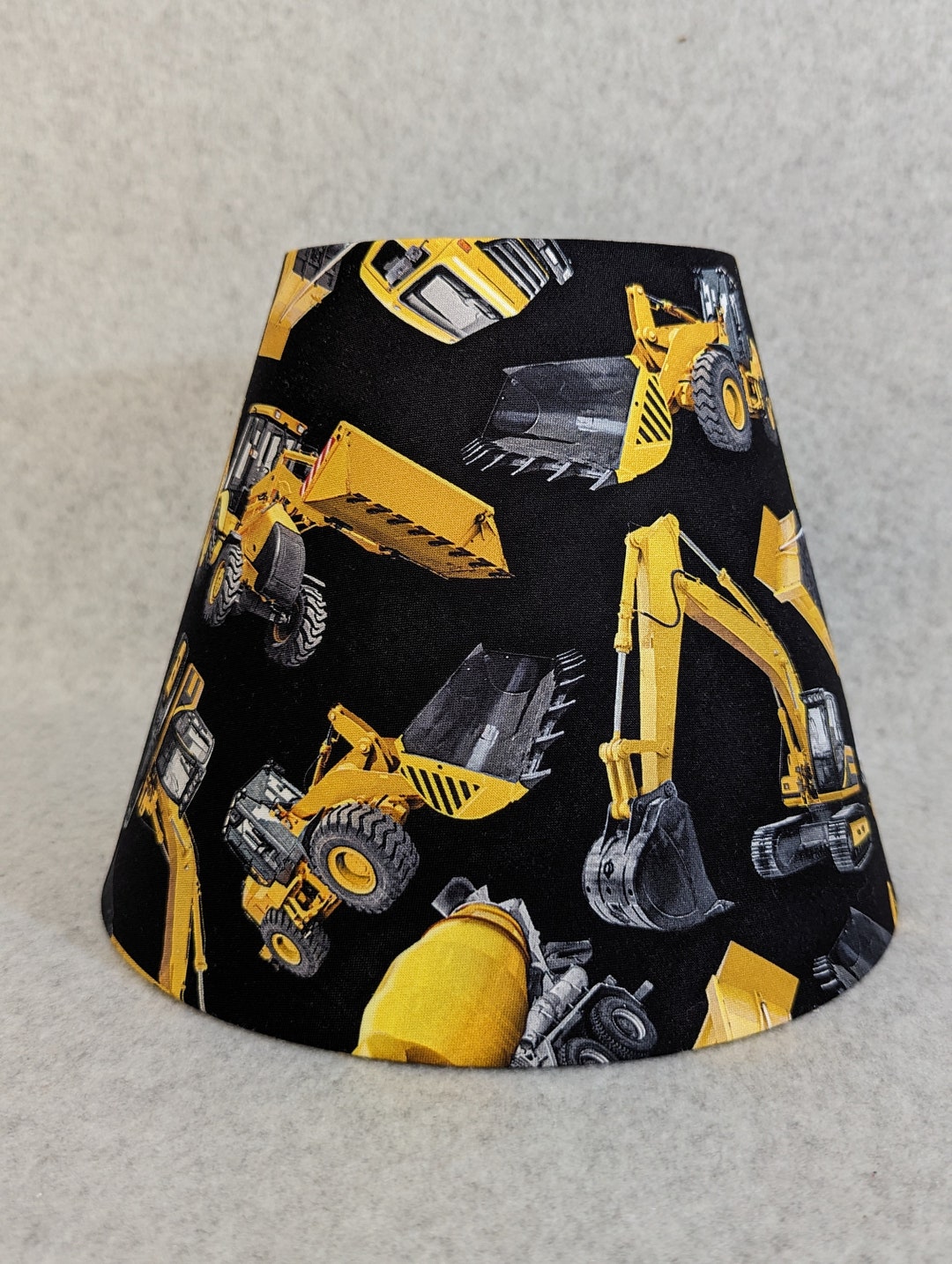 Realistic Construction Lamp Shade. Dump Truck, Dozer, Crane, Cement ...
