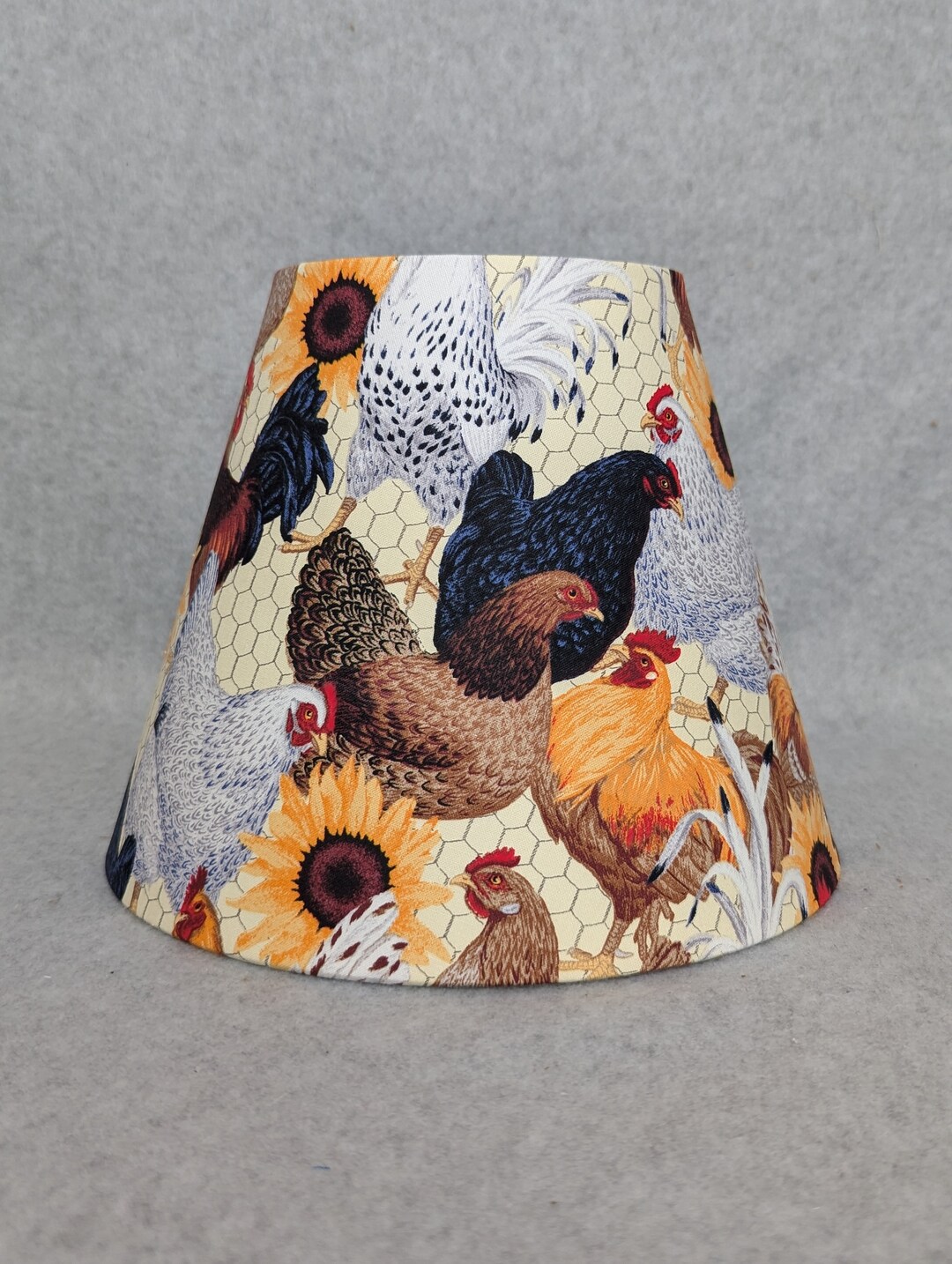 Chickens and Wire Lamp Shade. Chicken, Hen, Rooster. Sunflowers. Shades ...