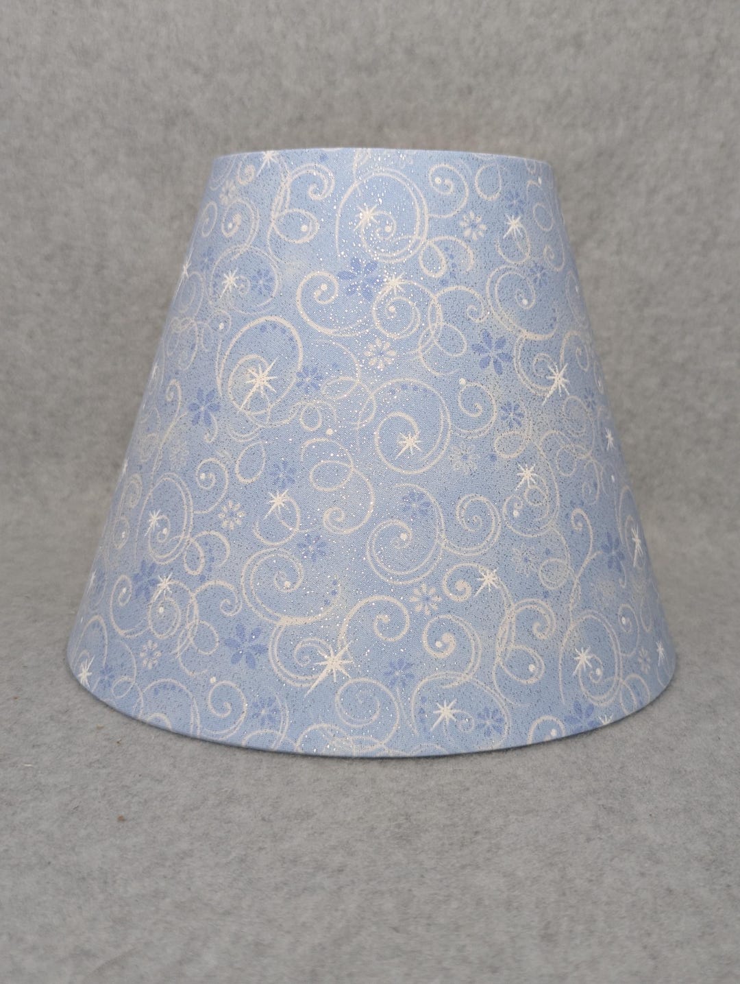Whimsical Swirls Lamp Shade. Glitter. Sparkles. Lite Blue. Shade is 9.5 ...