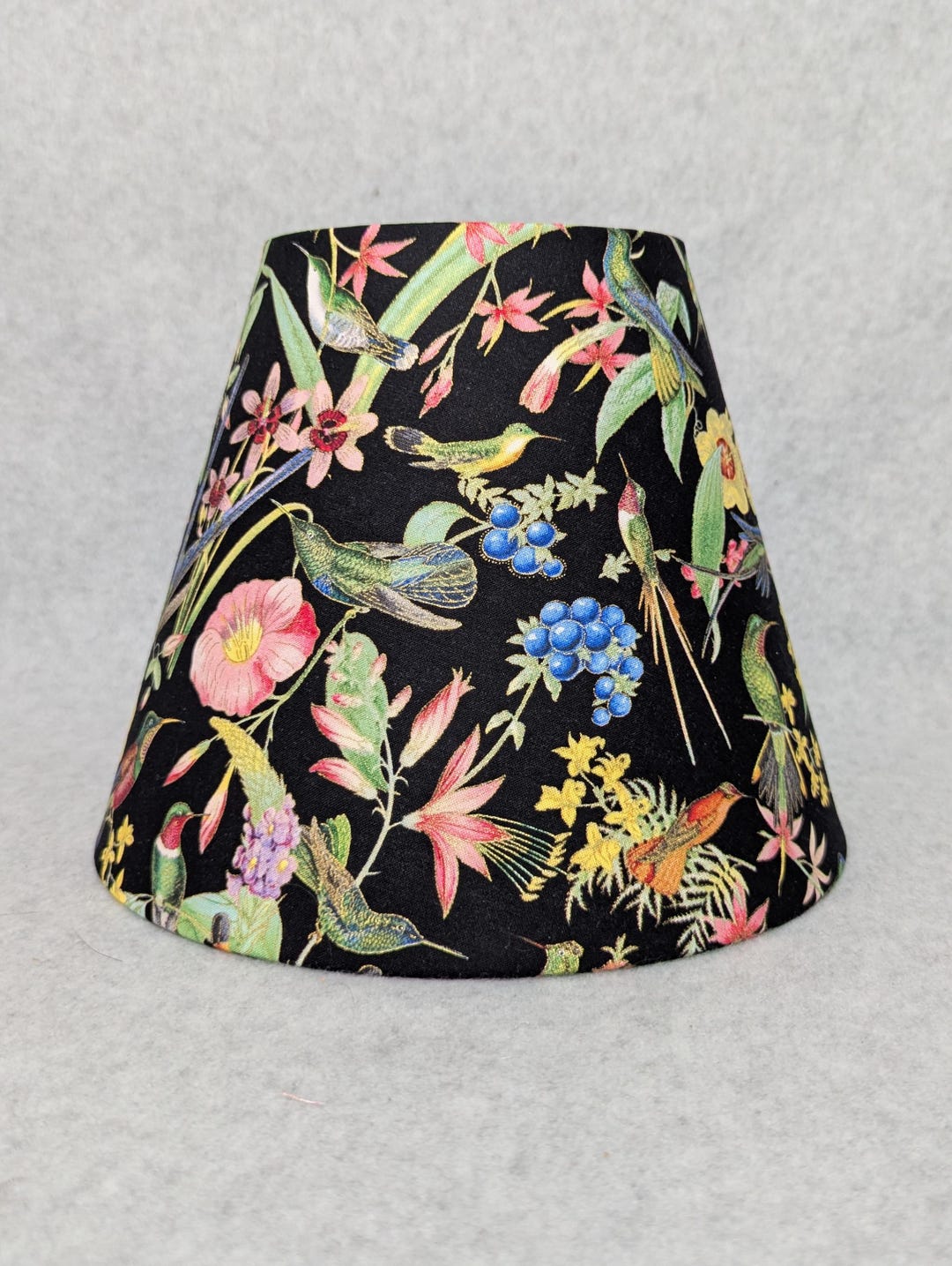 Hummingbirds on Black Lamp Shade. Birds. Sparkle. Shine. Trees. Flowers ...