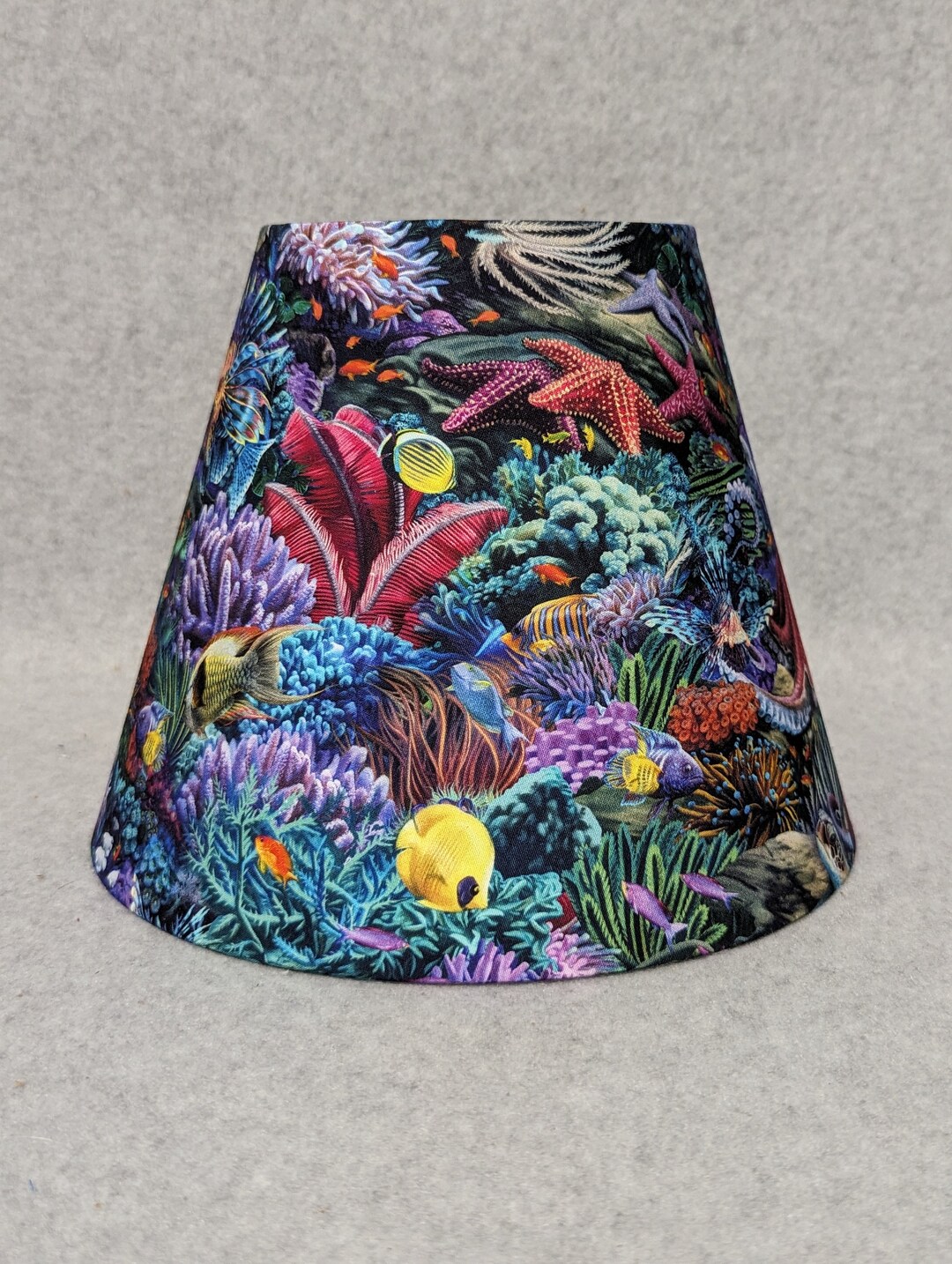 Coral Reef Lamp Shade. Random Pattern. Sea Life. Ocean. Turtle. Fish ...