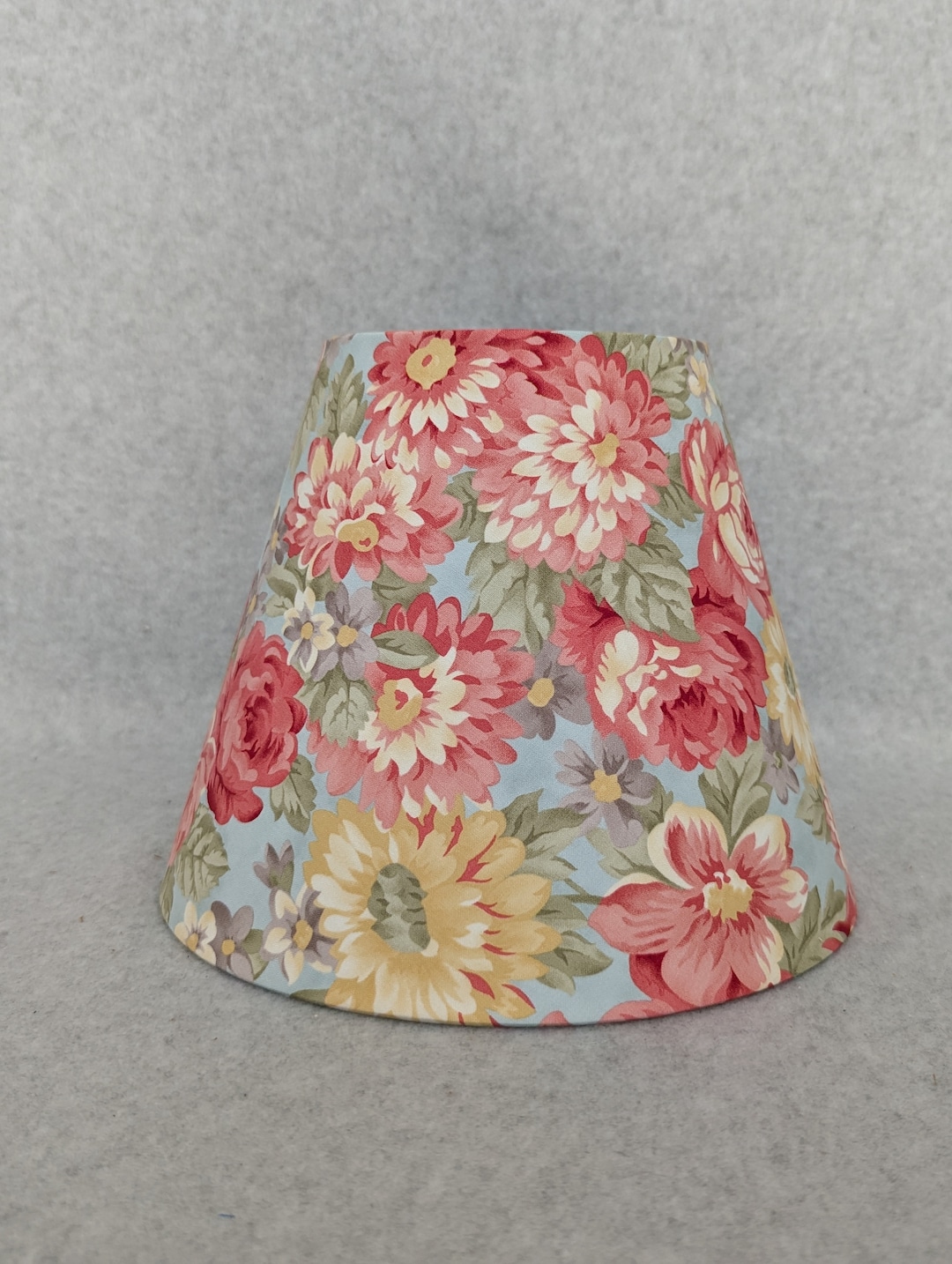 Classic Floral Look Lamp Shade. Vintage. Soft Colored. Pink, Blue ...