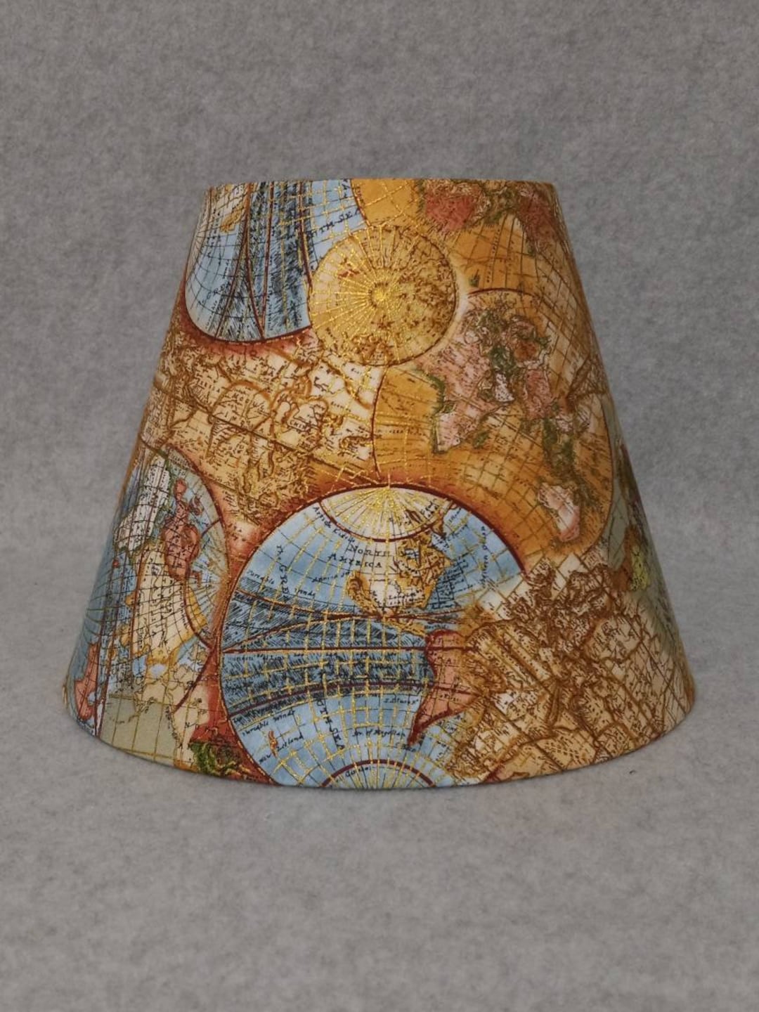 Globe Old World Map Lamp Shade. Gold. Shine. Shades Are 9.5" X 5" X 7 ...