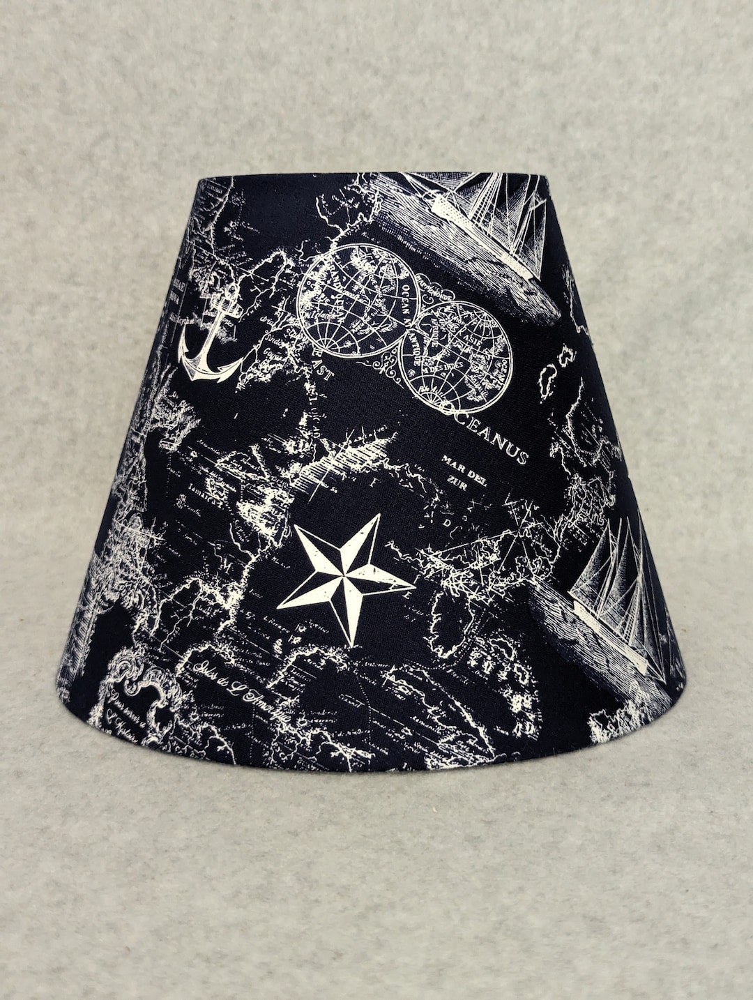Navy Blue Old World Map Lamp Shade. Dark Navy. Shades Are 9.5 X 5 X 7 ...