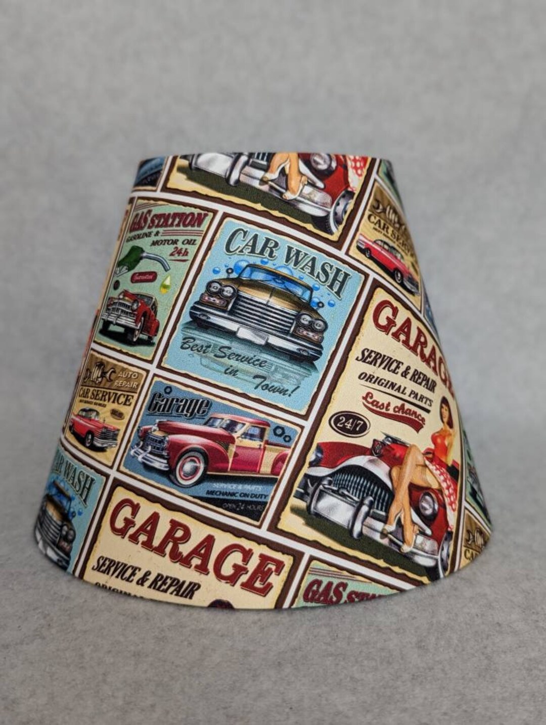 Vintage Look Car Automotive Advertisement Lamp Shade. Garage. Car Wash ...