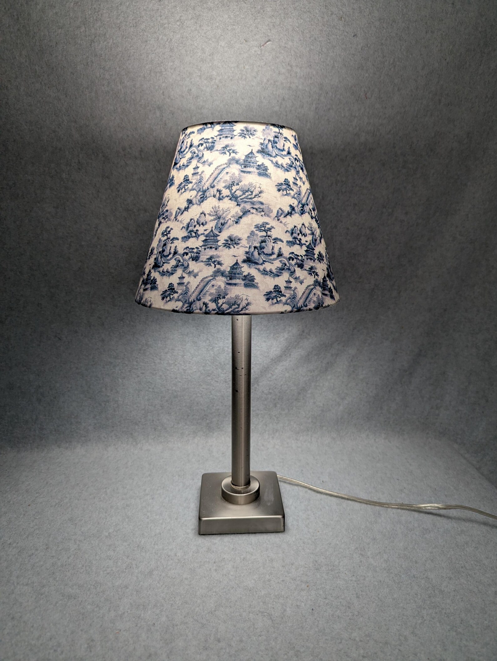 Blue Toile Lamp Shade. China. Great Wall. Tower. Shades Are 9.5" X 5" X ...