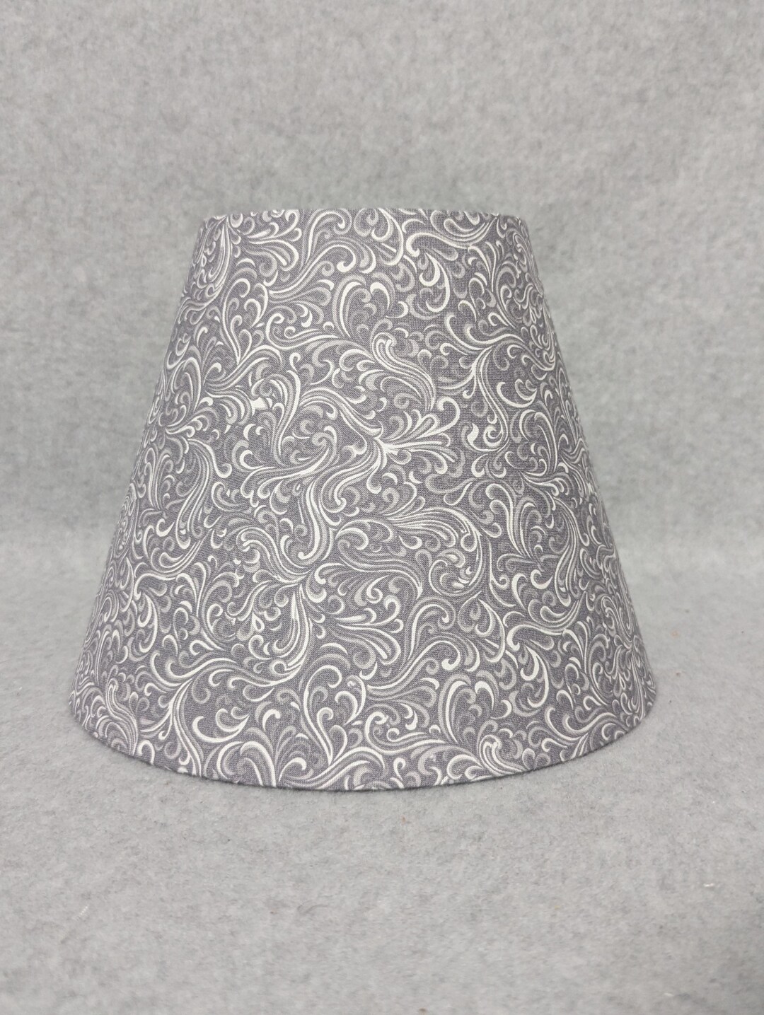 Grey / gray swirls lamp shade. Random pattern. Shade is 9.5 wide at the ...