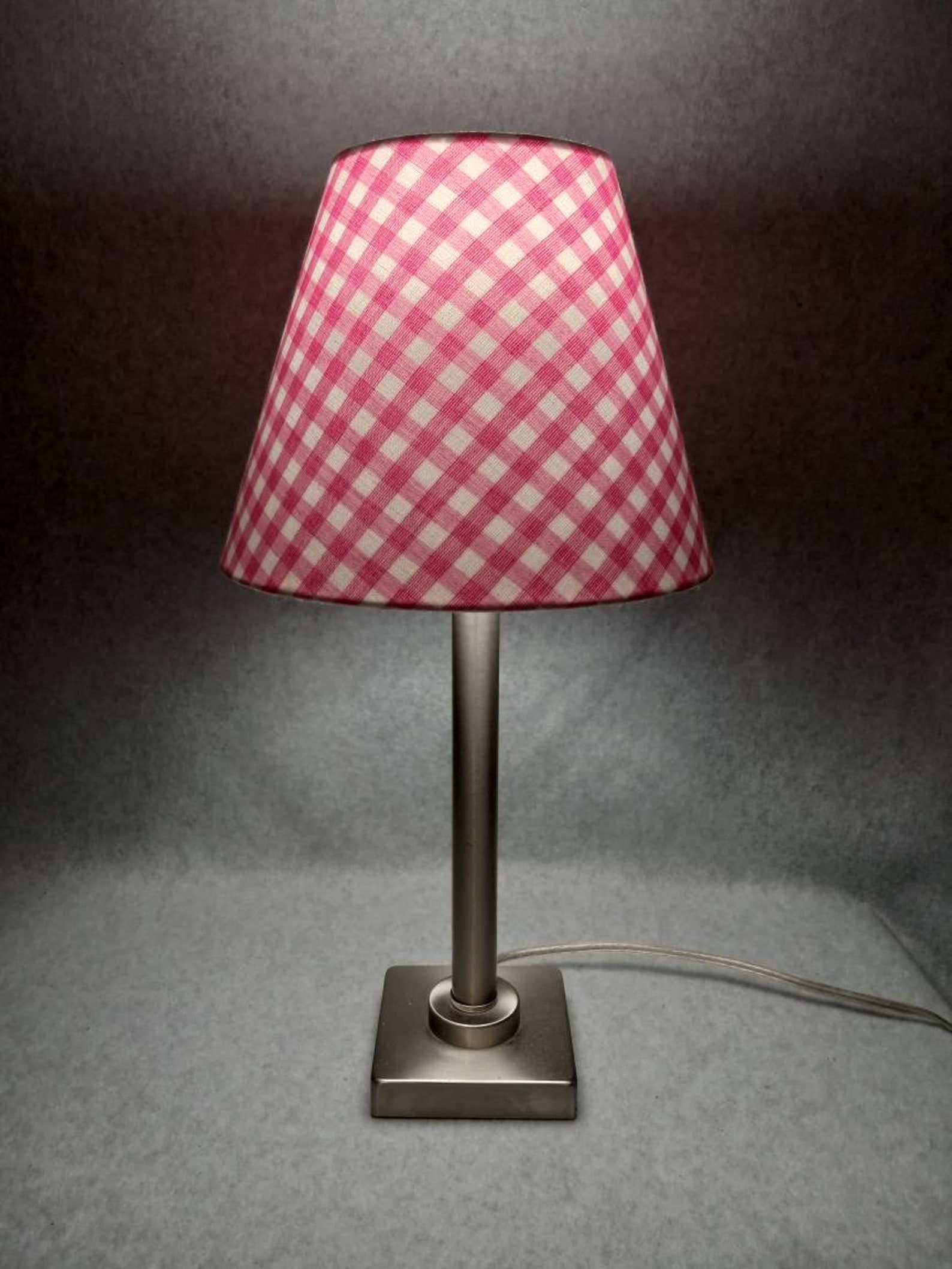 Pink Gingham Check Lamp Shade. Checkered. Pink and White. Shade is 9.5 ...