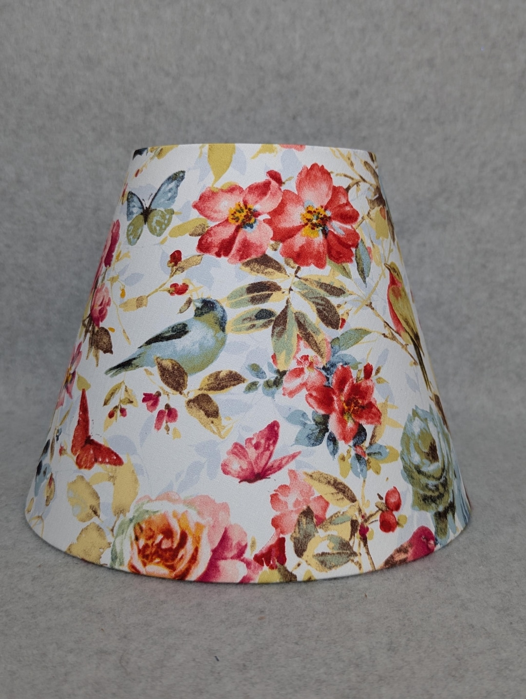 Watercolor Birds and Flowers Lamp Shade. Classic Vintage Look. Colorful ...