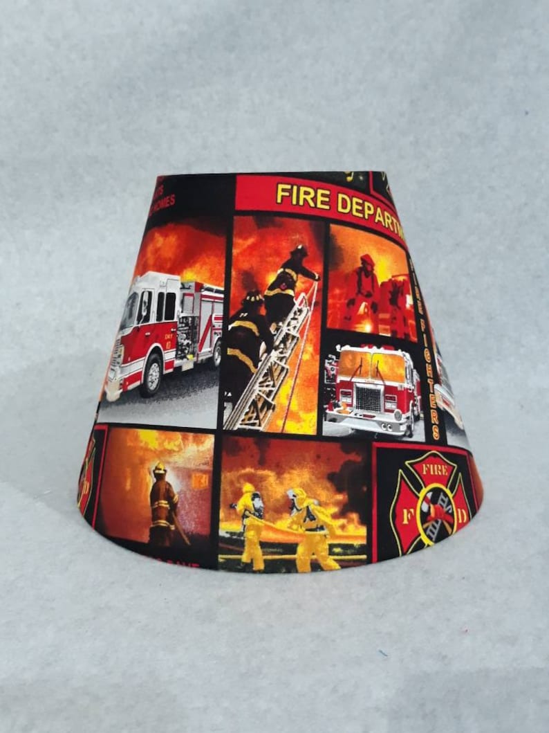 Firefighter Lamp Shade. Fire Department. Firetruck. Shades Are 9.5" X 5 ...