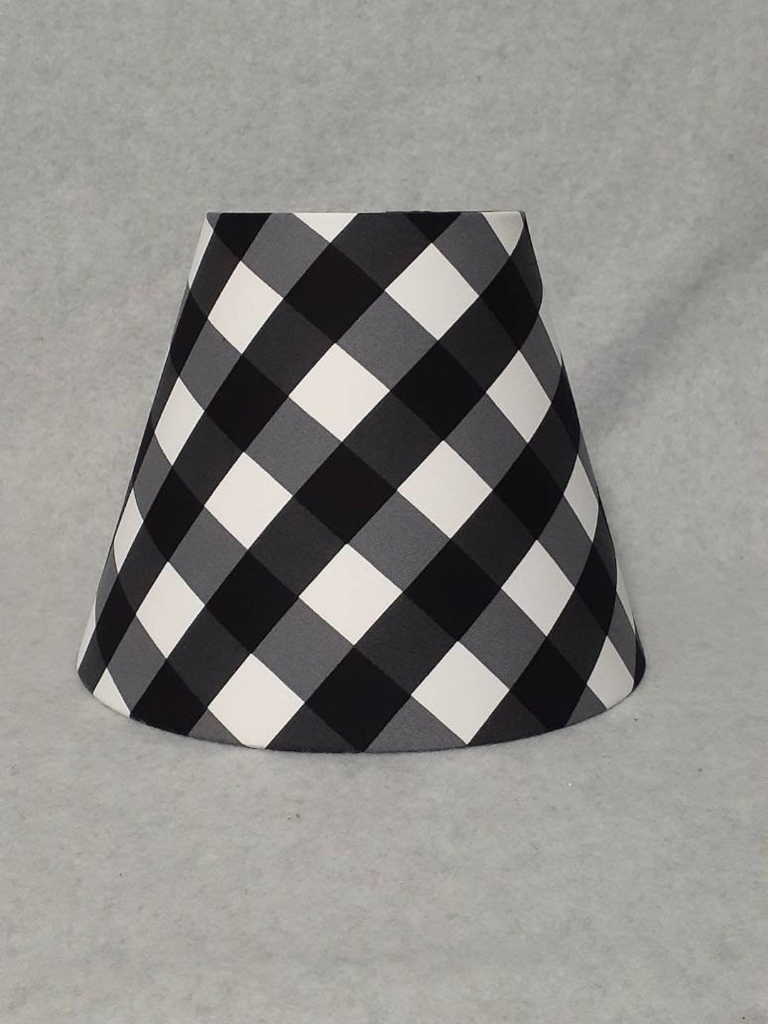 Black and Grey Gingham Check Lamp Shade. 1" Squares. Checkered. White ...