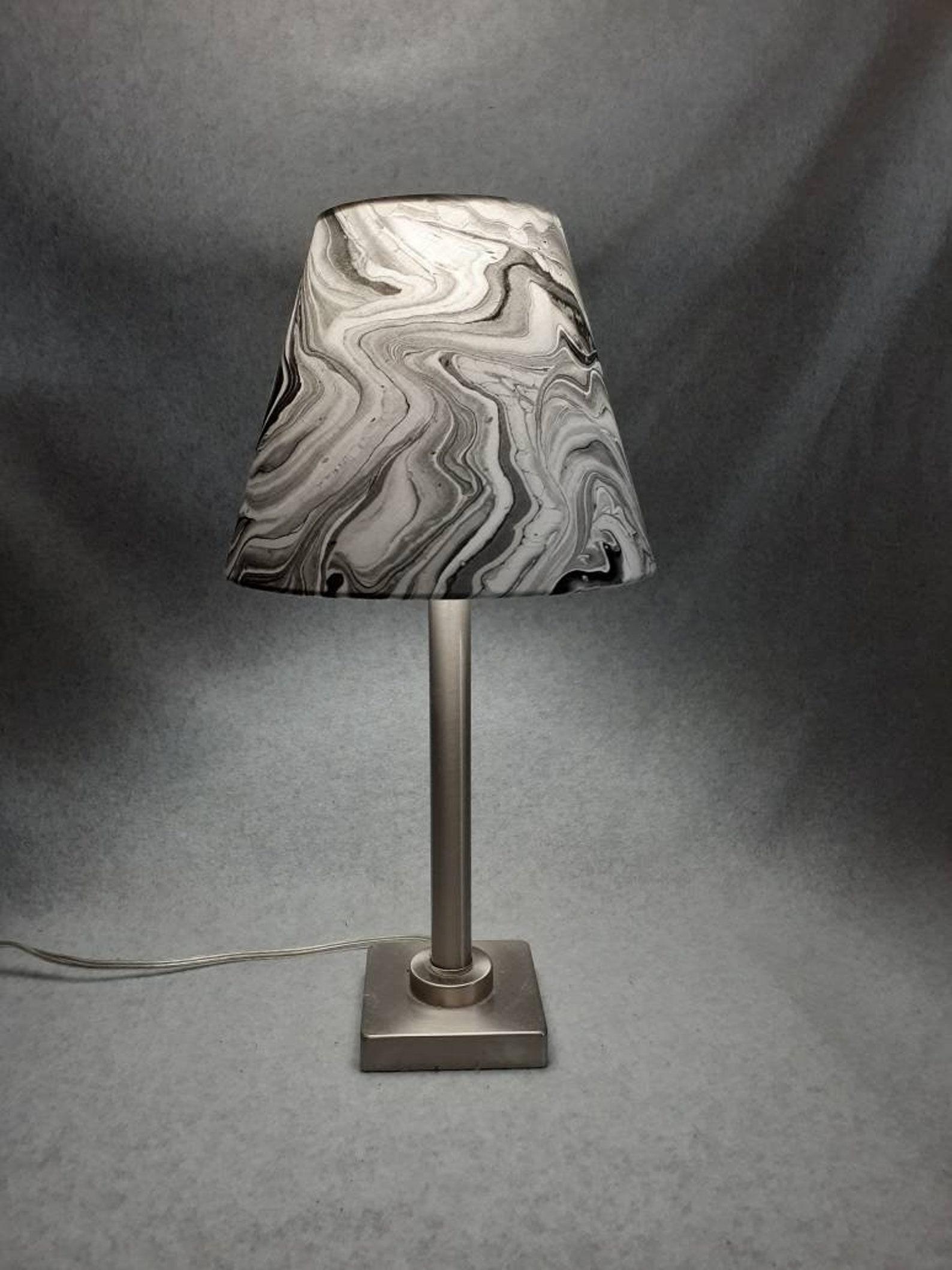 Grey / Gray Swirl Lamp Shade. Marble Pattern. Shade is 9.5 Wide at the ...