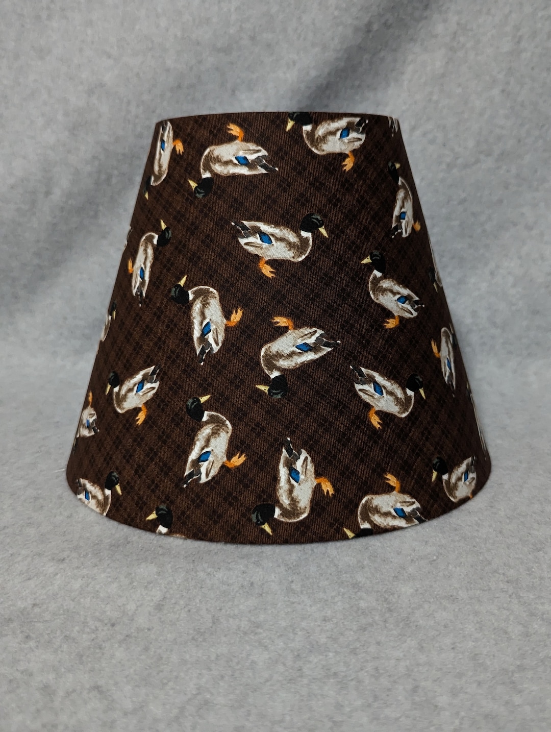 Mallard Ducks on Brown Plaid Lamp Shade. Check. Shades Are 9.5" X 5" X ...