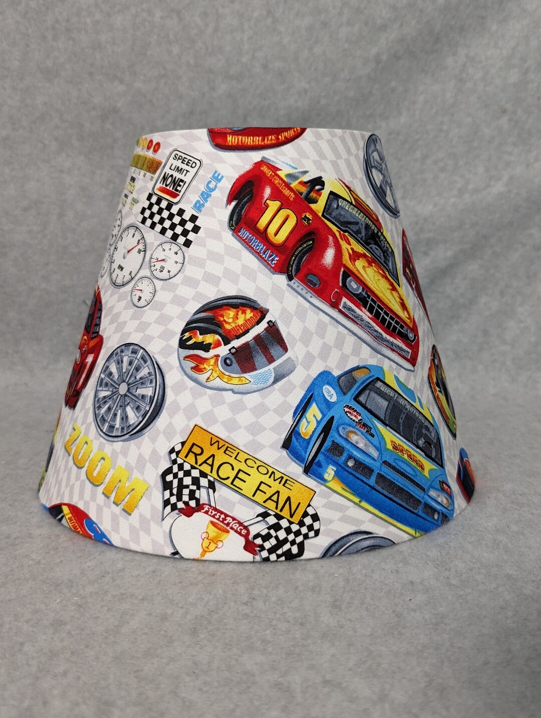 Racing, Race Car, Sports Car Lamp Shade. Checkered Flag Background ...