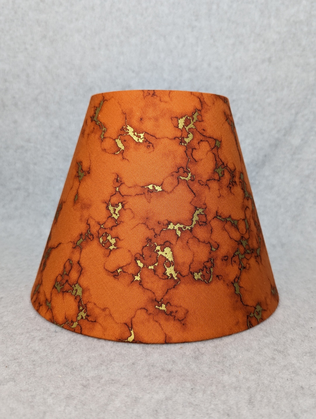 Orange With Metallic Streaks Lamp Shade. Golden Metallic Cracks ...