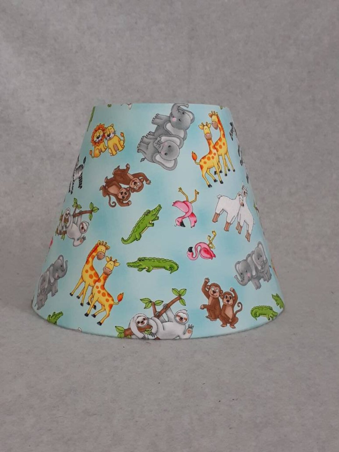 Wild Animal Lamp Shade. Nursery. Giraffe, Zebra, Lion, Monkey, Elephant ...