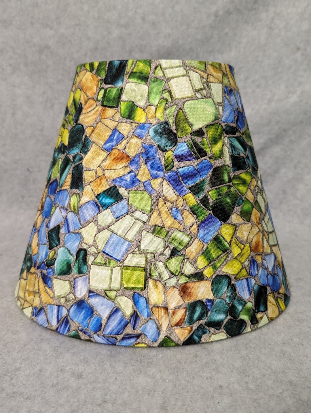 Fabric! Mosaic Tile Look Lamp Shade. Realistic. Blue, Yellow, Green ...