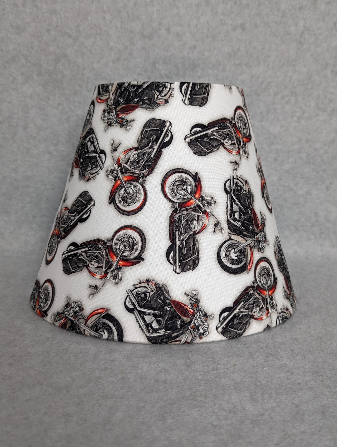 Motorcycle With Cream Background Lamp Shade. Chopper. Shades Are 9.5" X ...