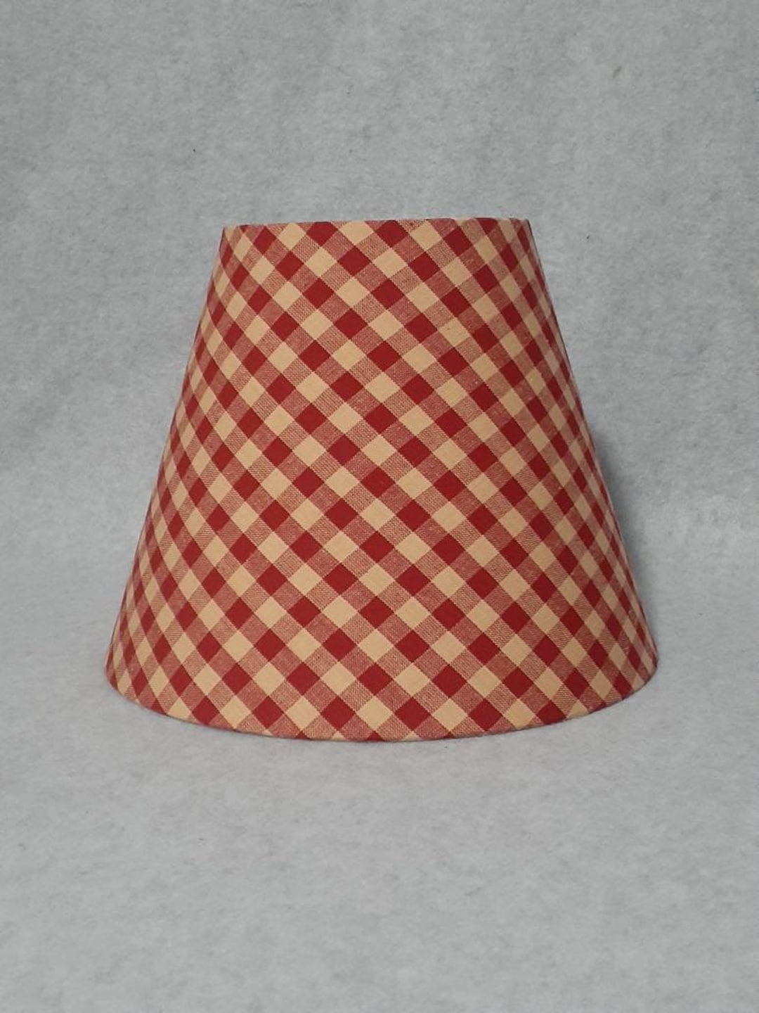 Gingham Check Lamp Shade. Checkered. Red and Beige. Shade is 9.5" Wide ...