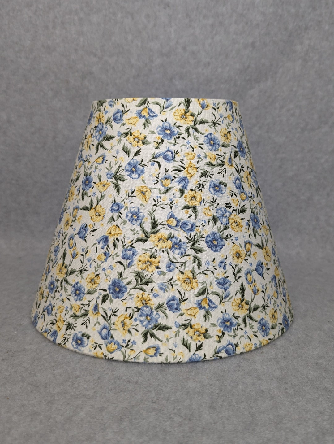 Yellow and Blue Flowers Lamp Shade. Cream Background. Shades Are 9.5" X ...