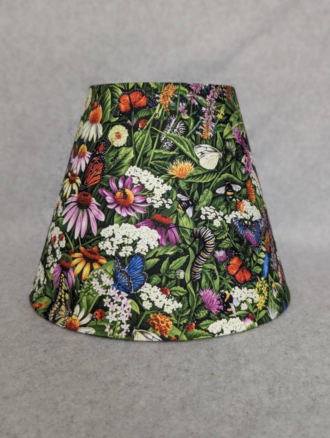 Flowers and Insects Lamp Shade. Bugs. Garden. Green. Shades Are 9.5" X ...