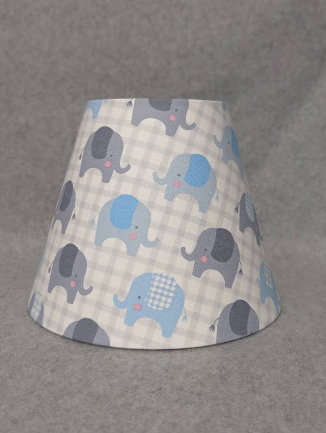 Blue and Gray Elephant Lamp Shade. Checkered. Check. Shades Are 9.5" X ...