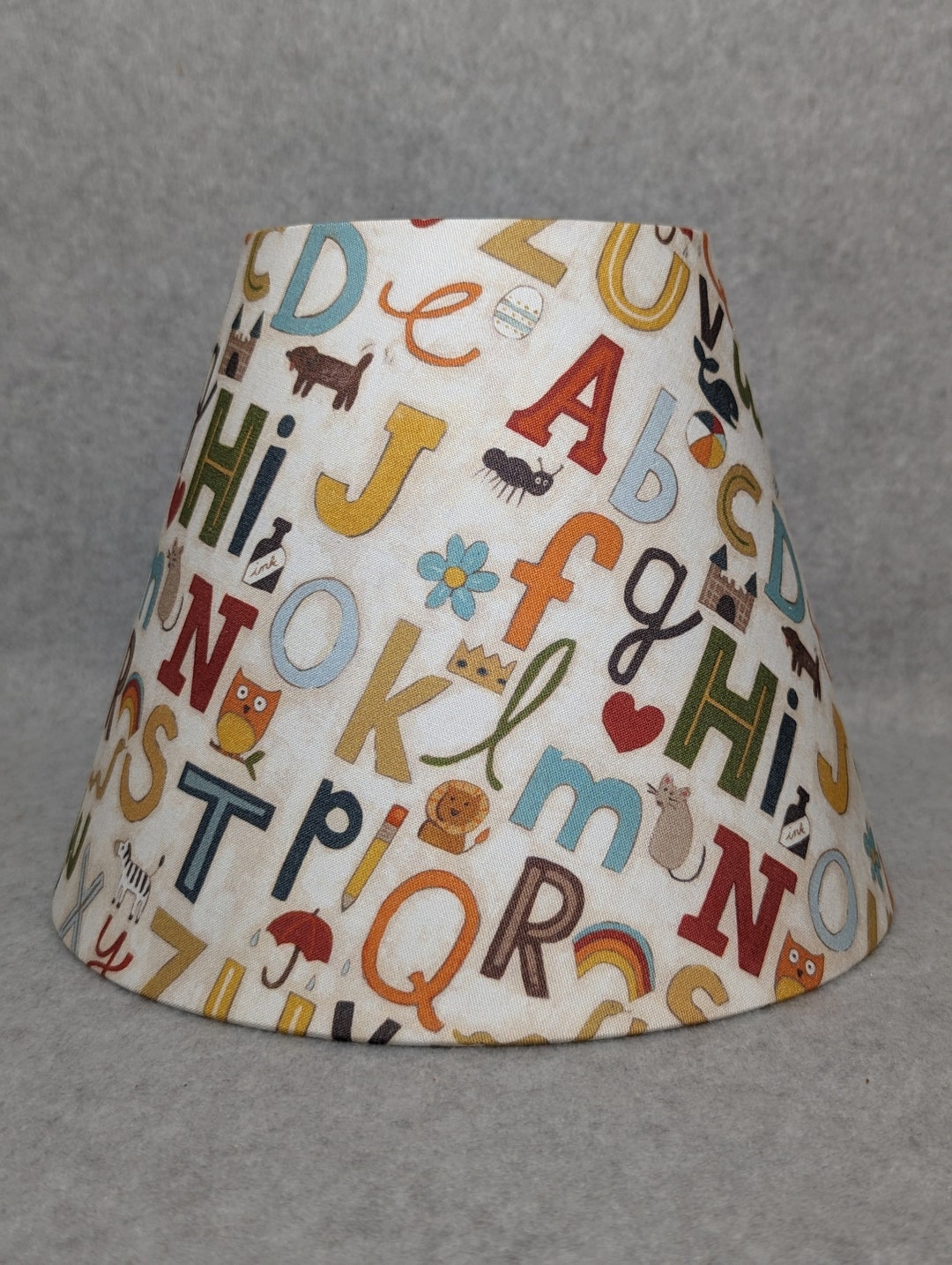 Alphabet Lamp Shade. Letters. Shade is 9.5 Wide at the Bottom, 5" Wide ...