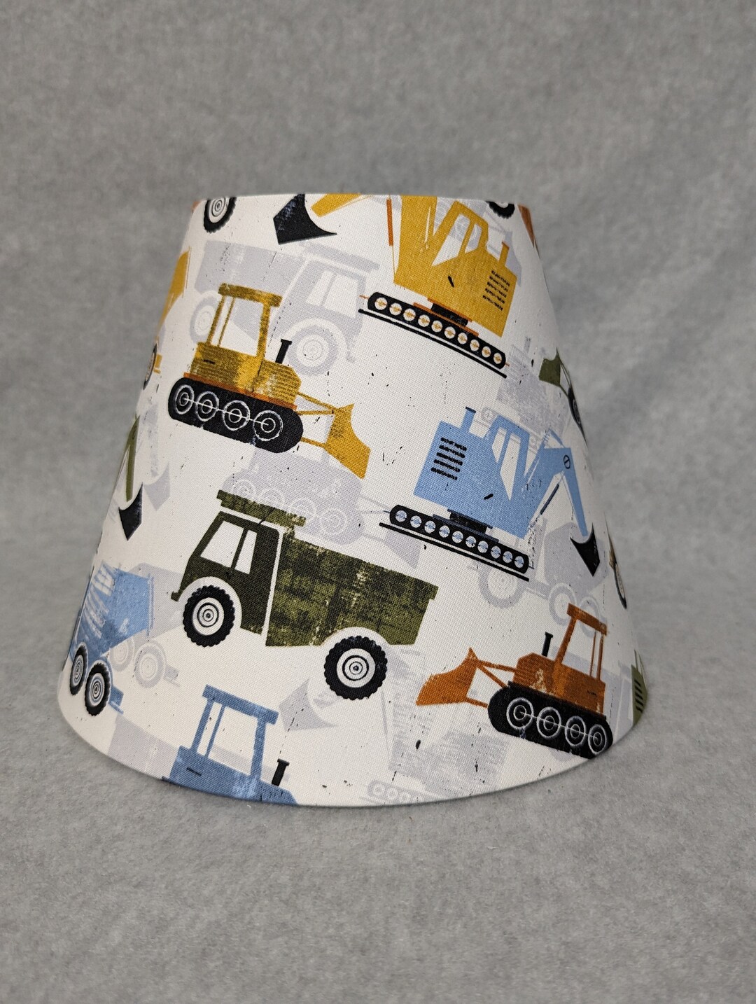 Colorful Kids Construction Lamp Shade. Dump Truck, Dozer, Crane, Shades ...