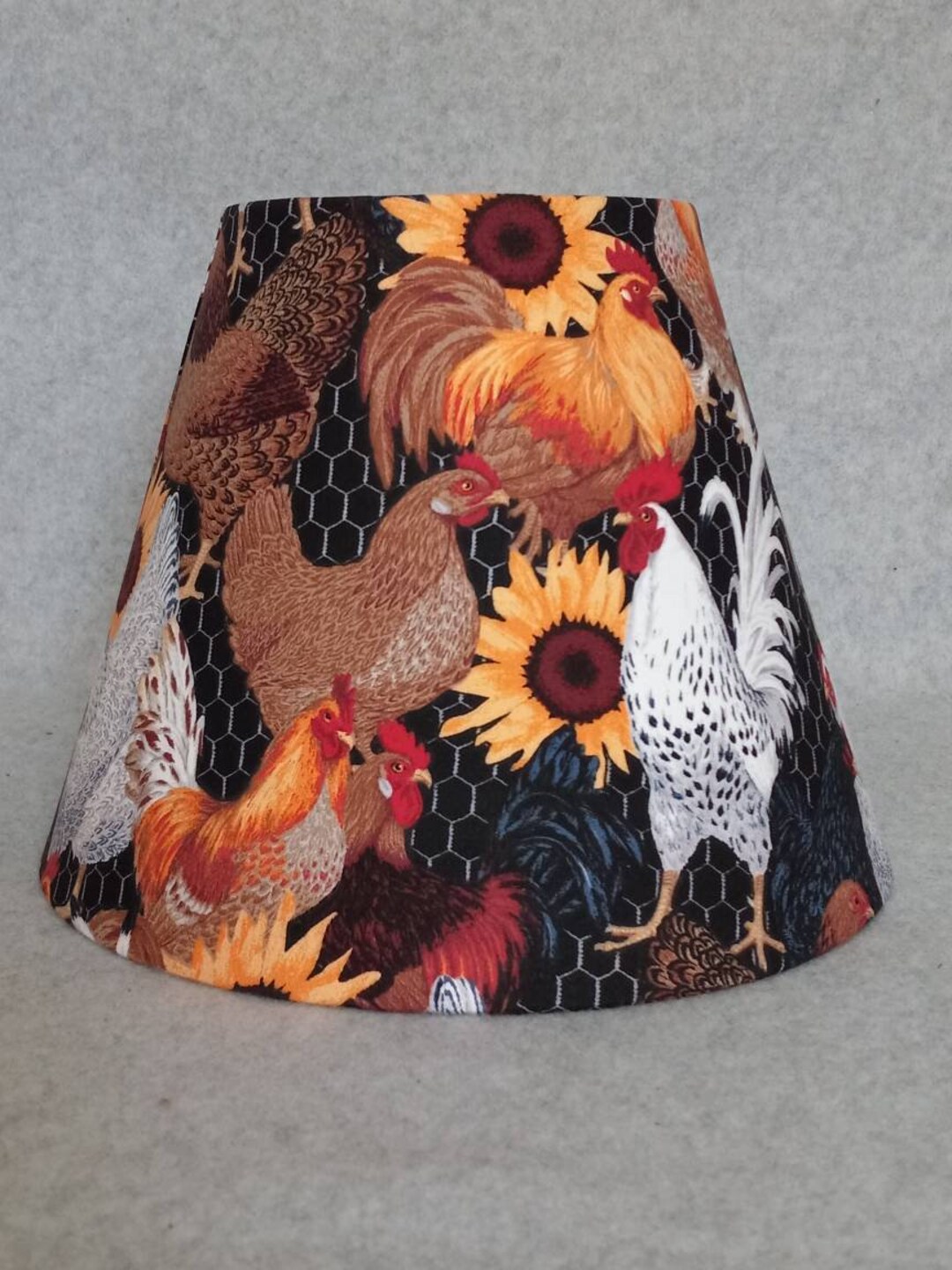 Chicken Lamp Shade. Chickens, Hen, Rooster. Sunflowers. Shades Are 9.5 ...