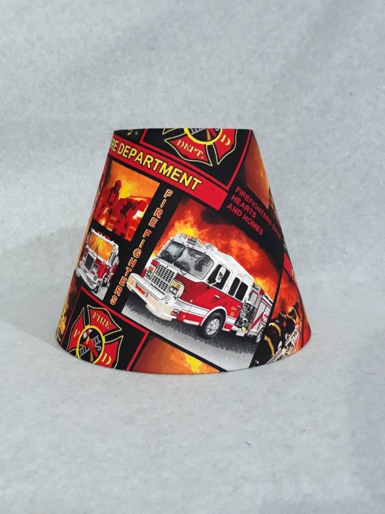 Firefighter Lamp Shade. Fire Department. Firetruck. Shades Are 9.5" X 5 ...