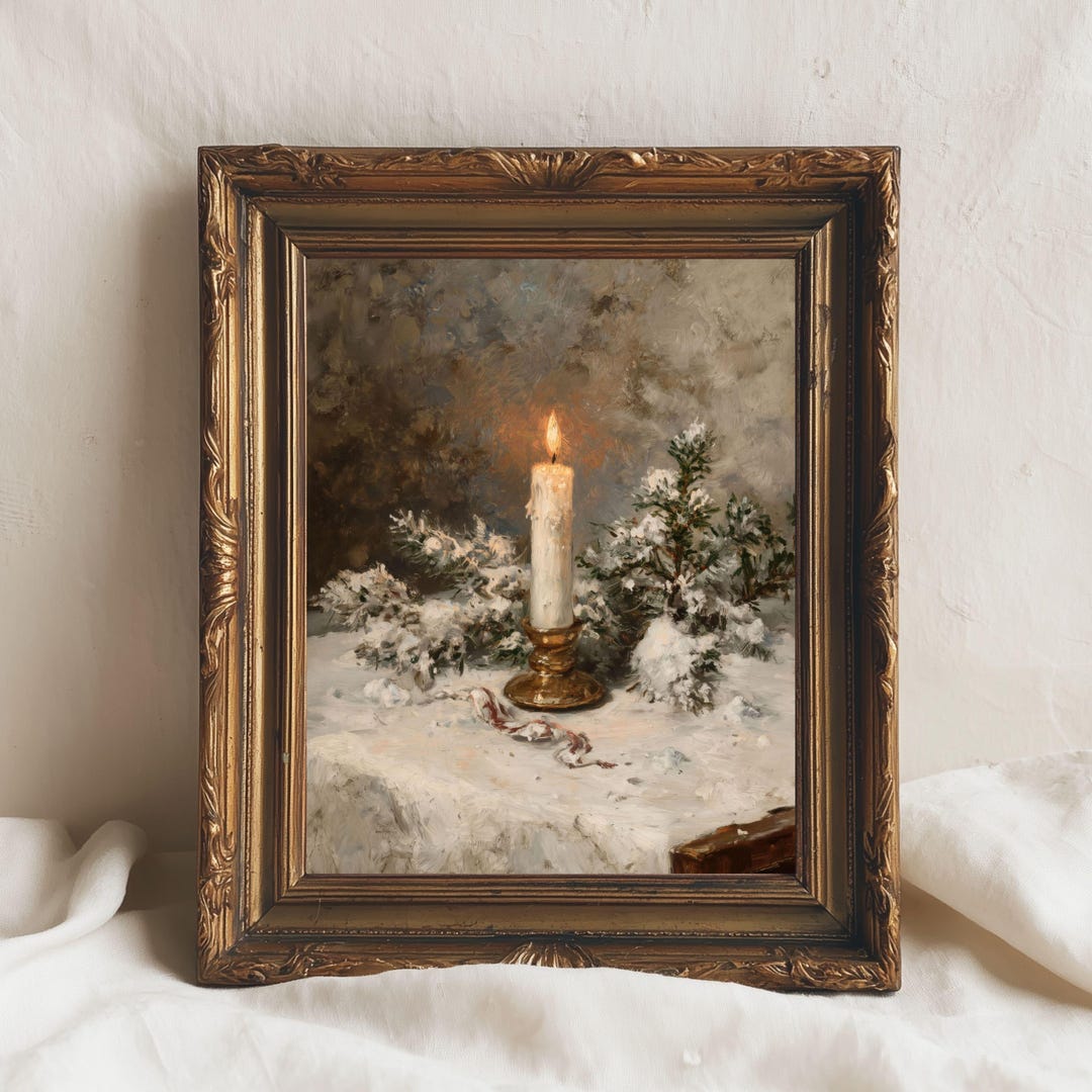 Candlelight Still Life | Christmas Oil Painting, Winter Holiday ...
