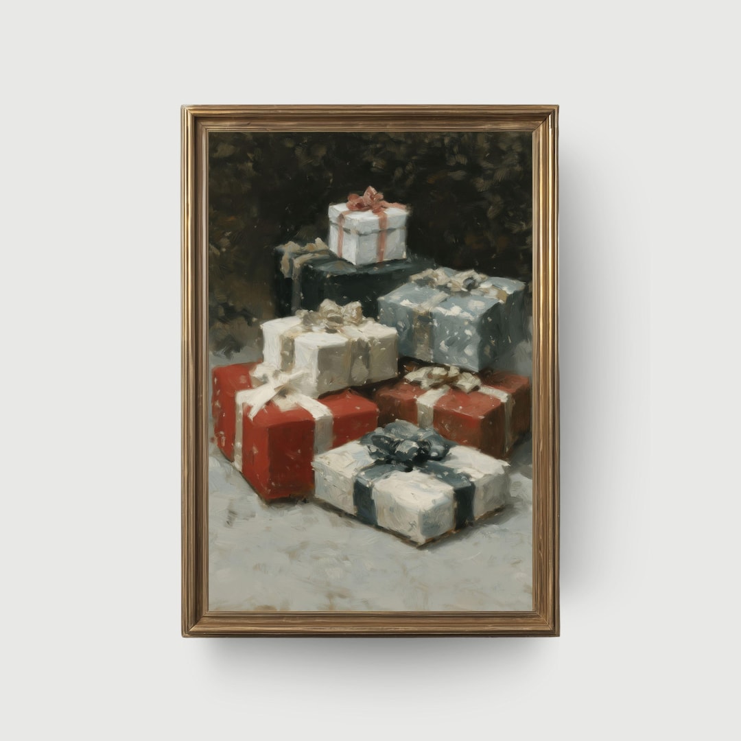 Christmas Gift Boxes Still Life | Holiday Oil Painting, Festive ...