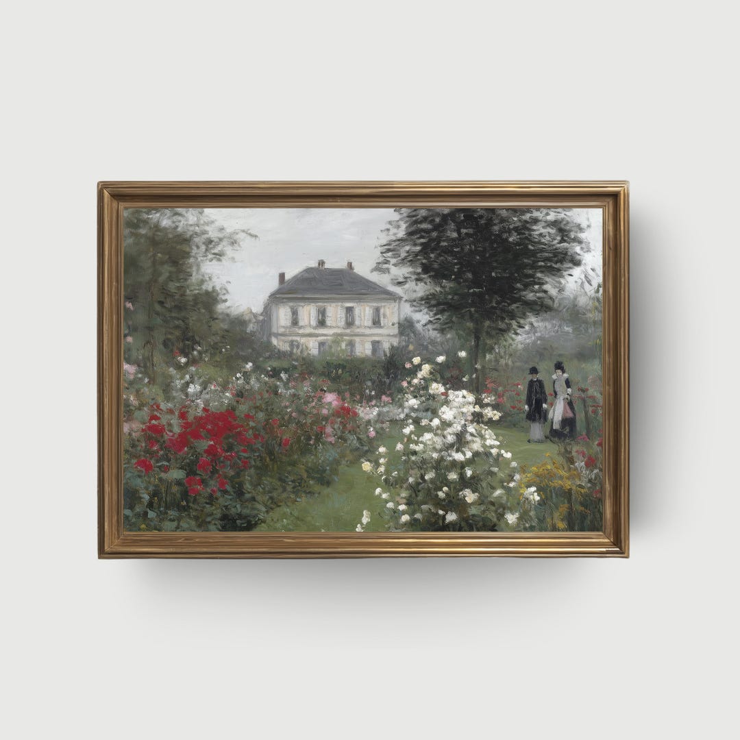 Vintage Garden Landscape | Printable Floral Wall Art, Impressionist ...