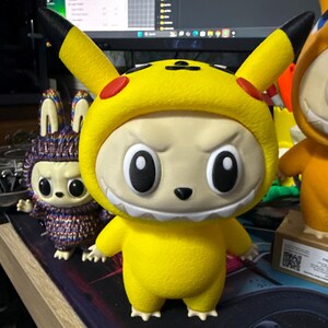 3D Printed Pikachu Labubu - Etsy