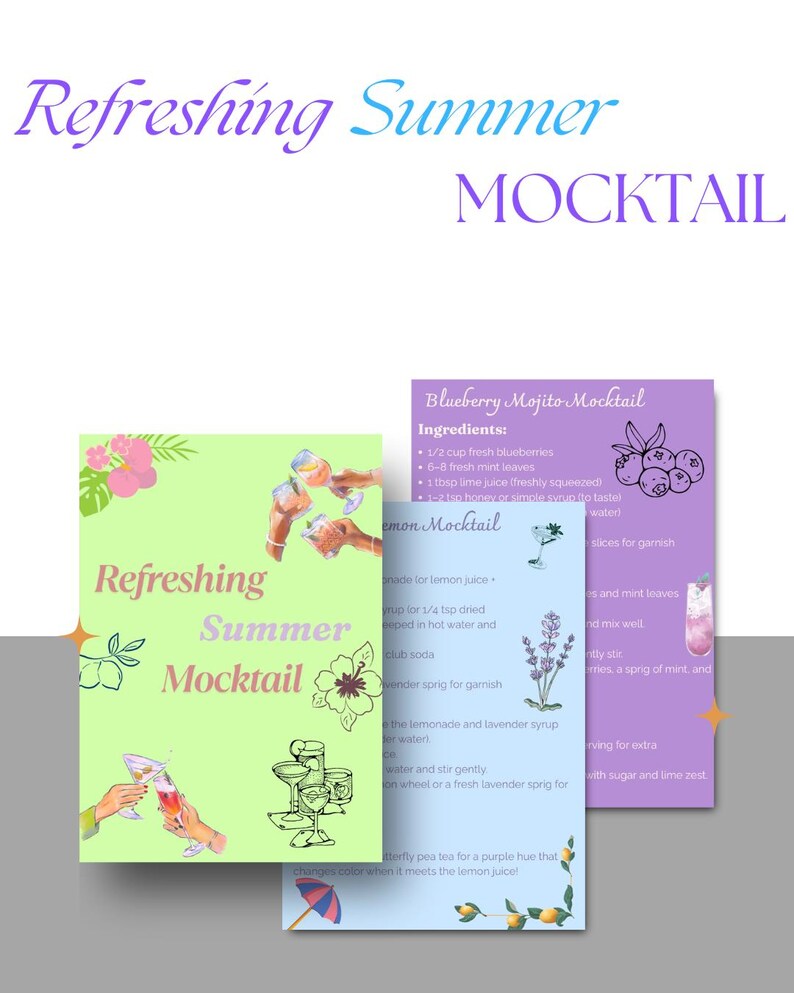 Printable Mocktail Recipe Cards – Alcohol-free Drink Recipe Bundle ...
