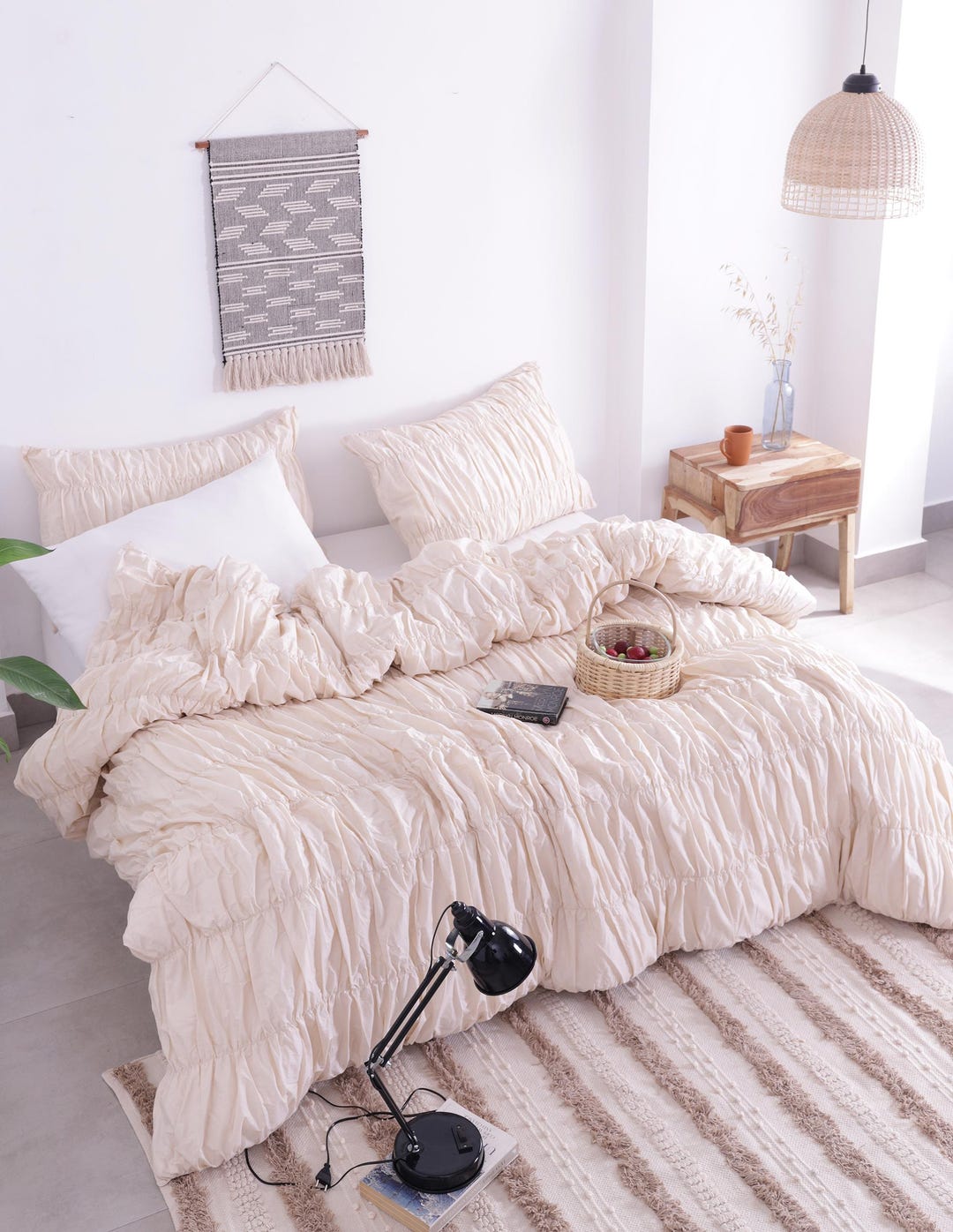 Off White/ Ivory Cotton Duvet Cover, Boho Duvet Cover, Modern Duvet ...
