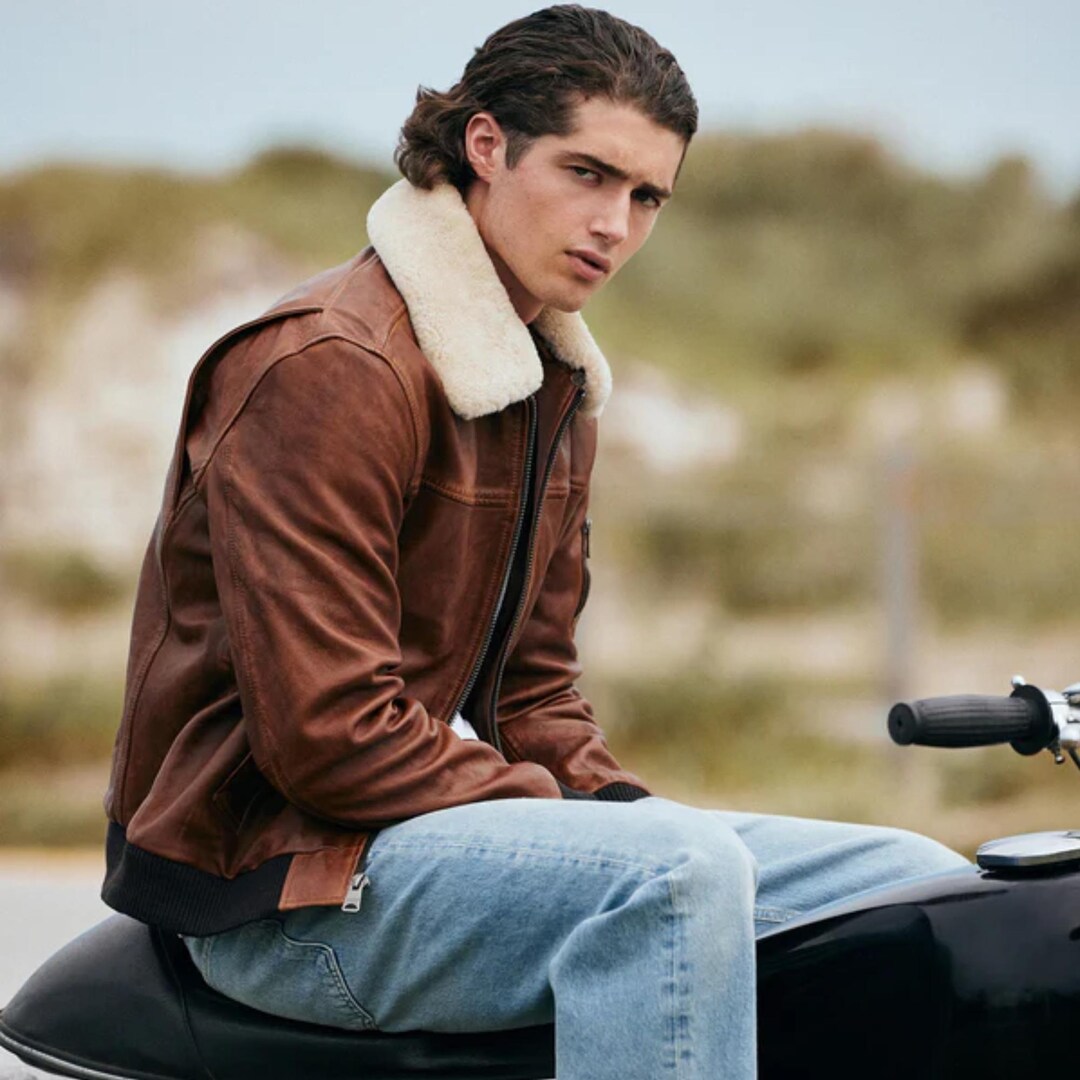 The American Edge Ace Bomber Real Cow Leather Jacket for Men's With ...