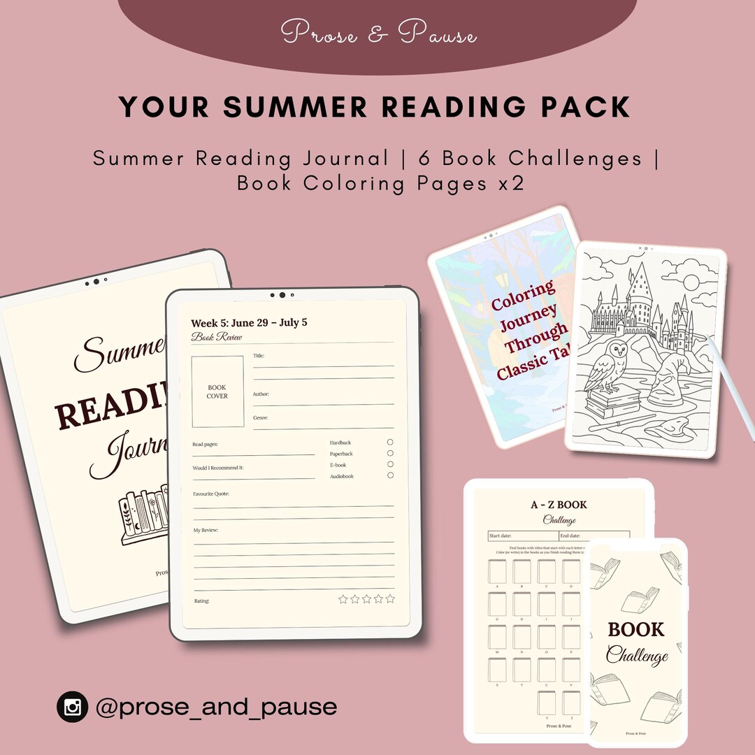 Book Girl Summer Bundle: Reading Journal, Tracker & Coloring Pages (4 ...