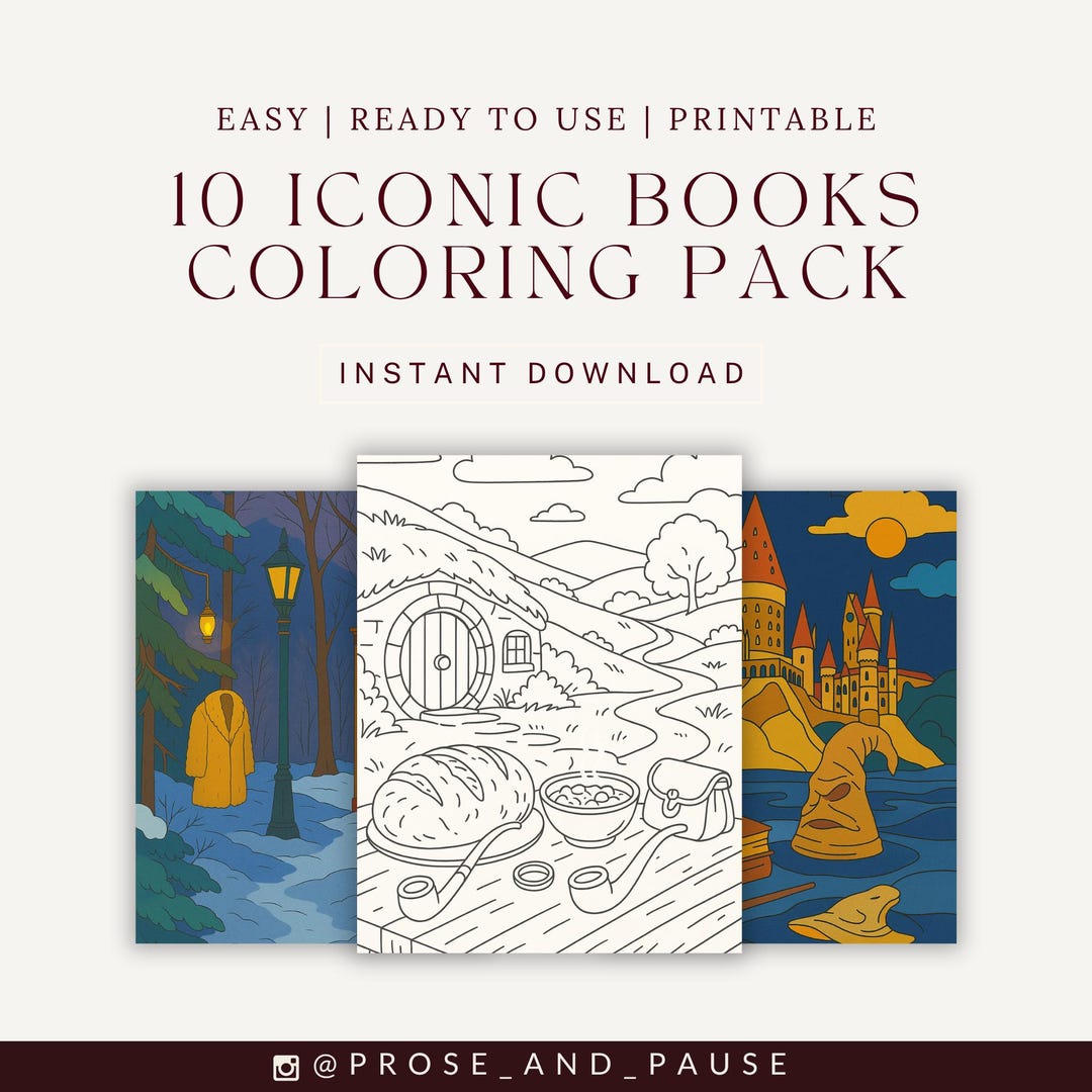 Famous Book Coloring Pages: Iconic Story Scenes (printable PDF) - Etsy UK