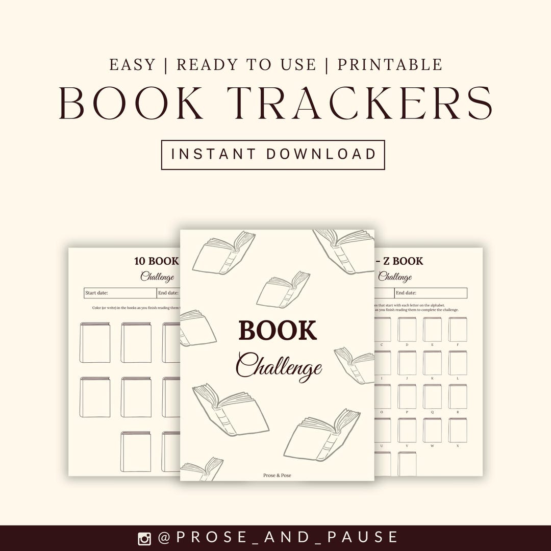 Printable Reading Challenge Tracker: 50 Books, A-Z List (PDF Download ...