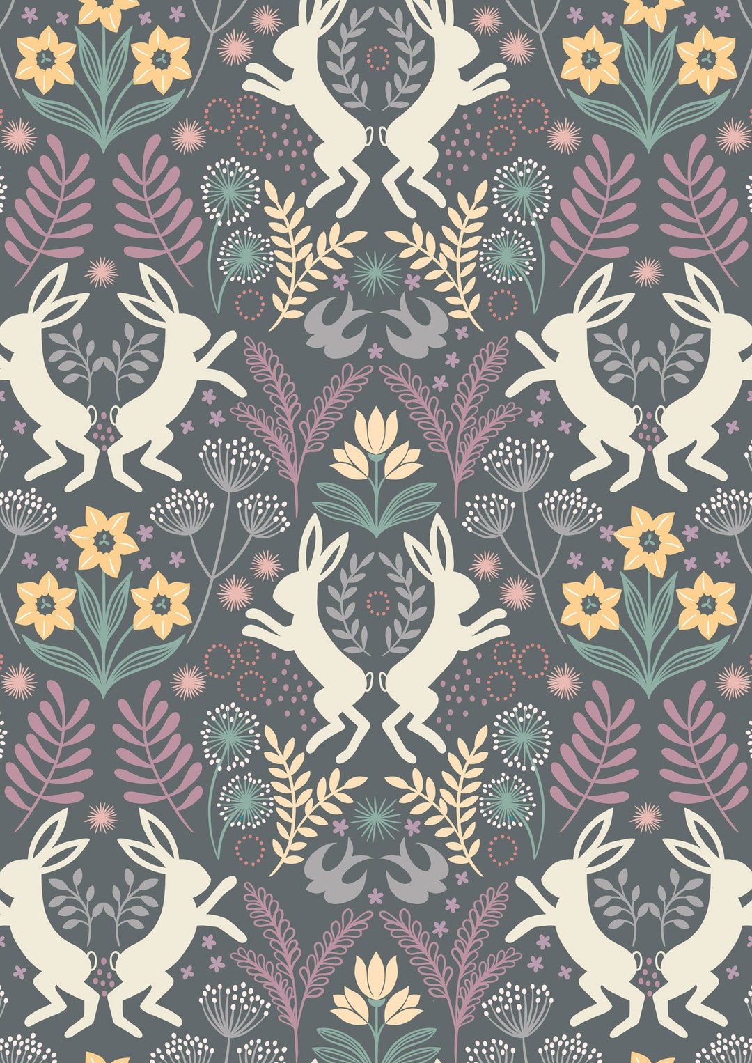 Spring Hare Reloved, on Dark, A725.3, Lewis & Irene Fabric, Quilt ...