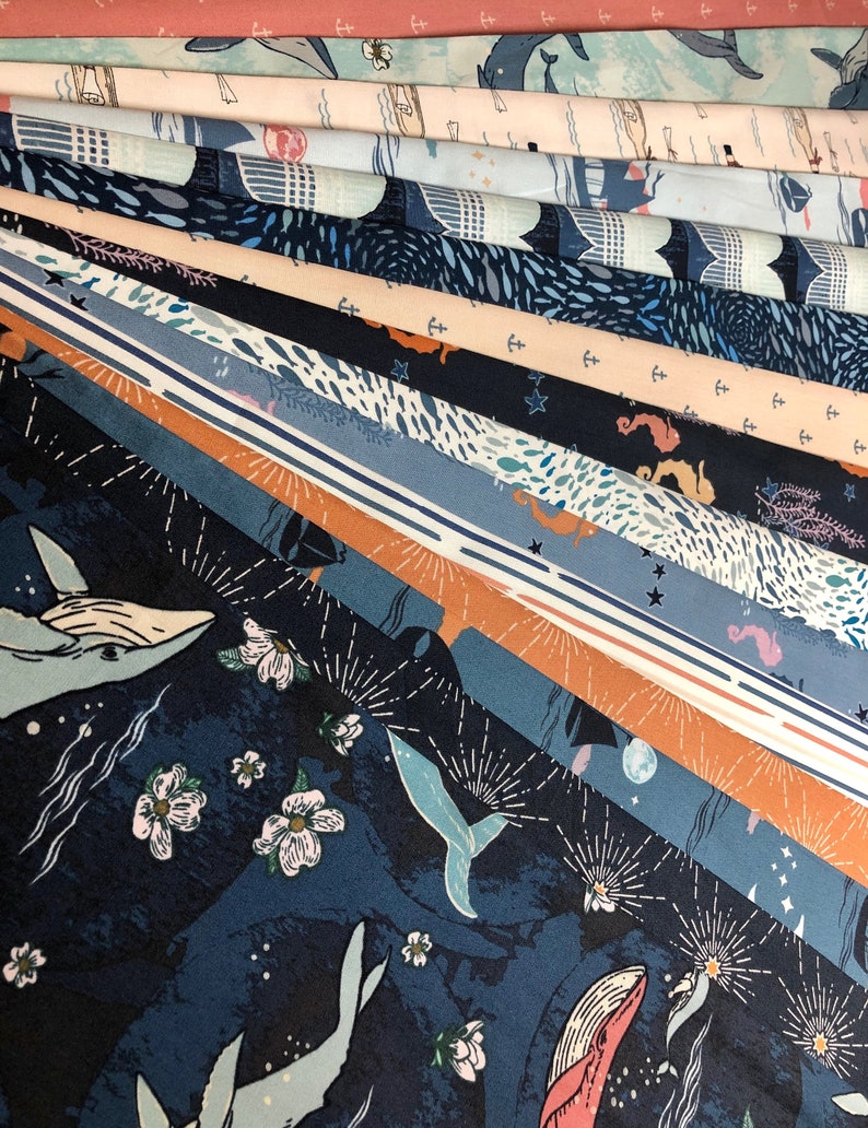 Saltwater Stream Cotton Fabric: Enchanted Voyage Art Gallery, Nautical ...
