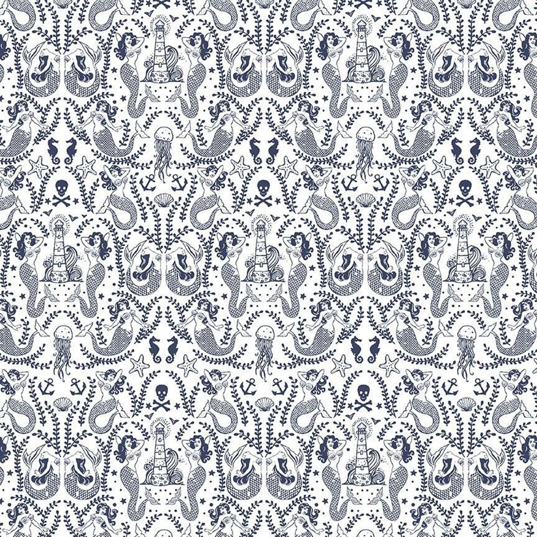 SEA NYMPHS, White D2326, Dear Stella, Quilt Fabric, Cotton Fabric ...