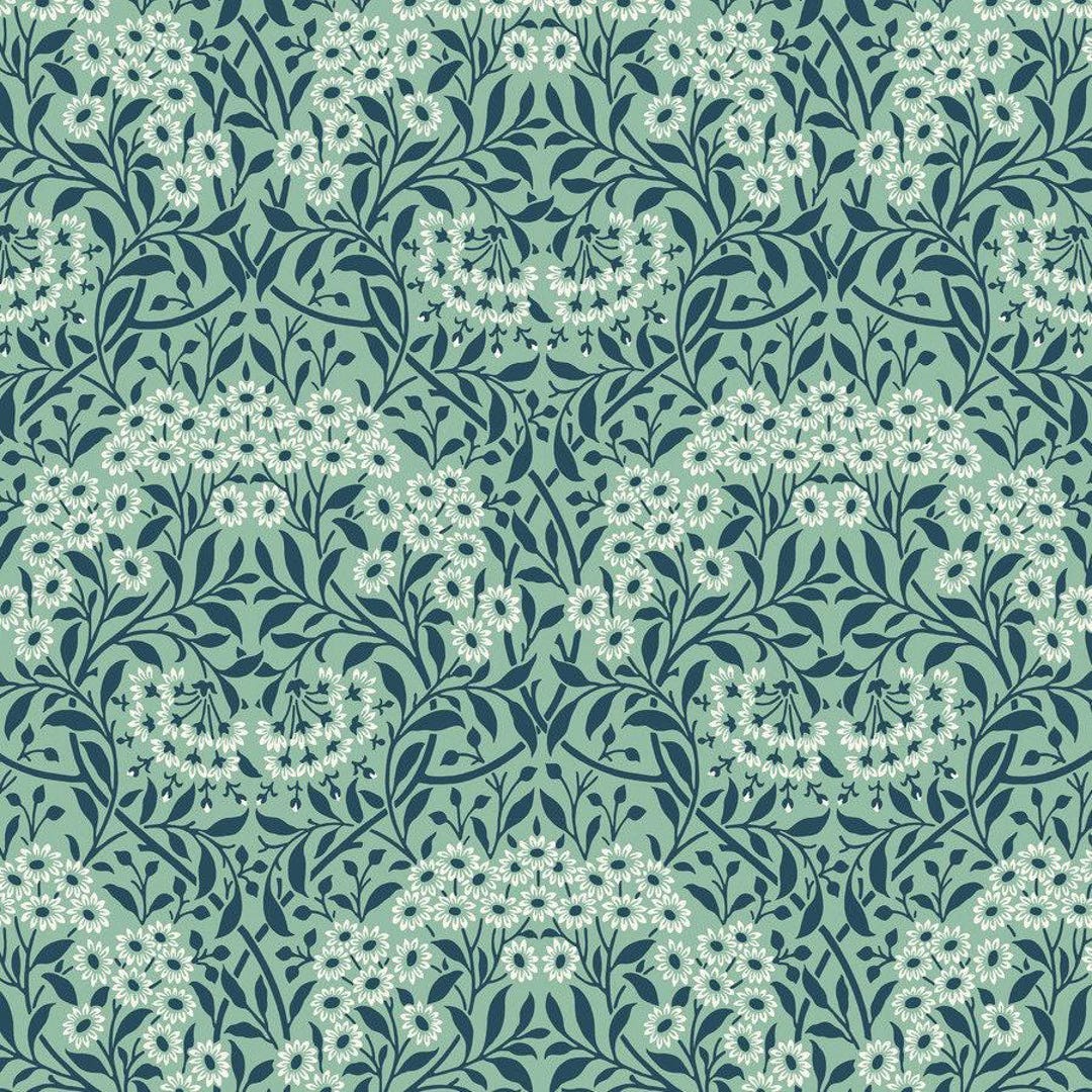 Michaelmas Daisy Mint Cotton Fabric - William Morris Free Spirit ...